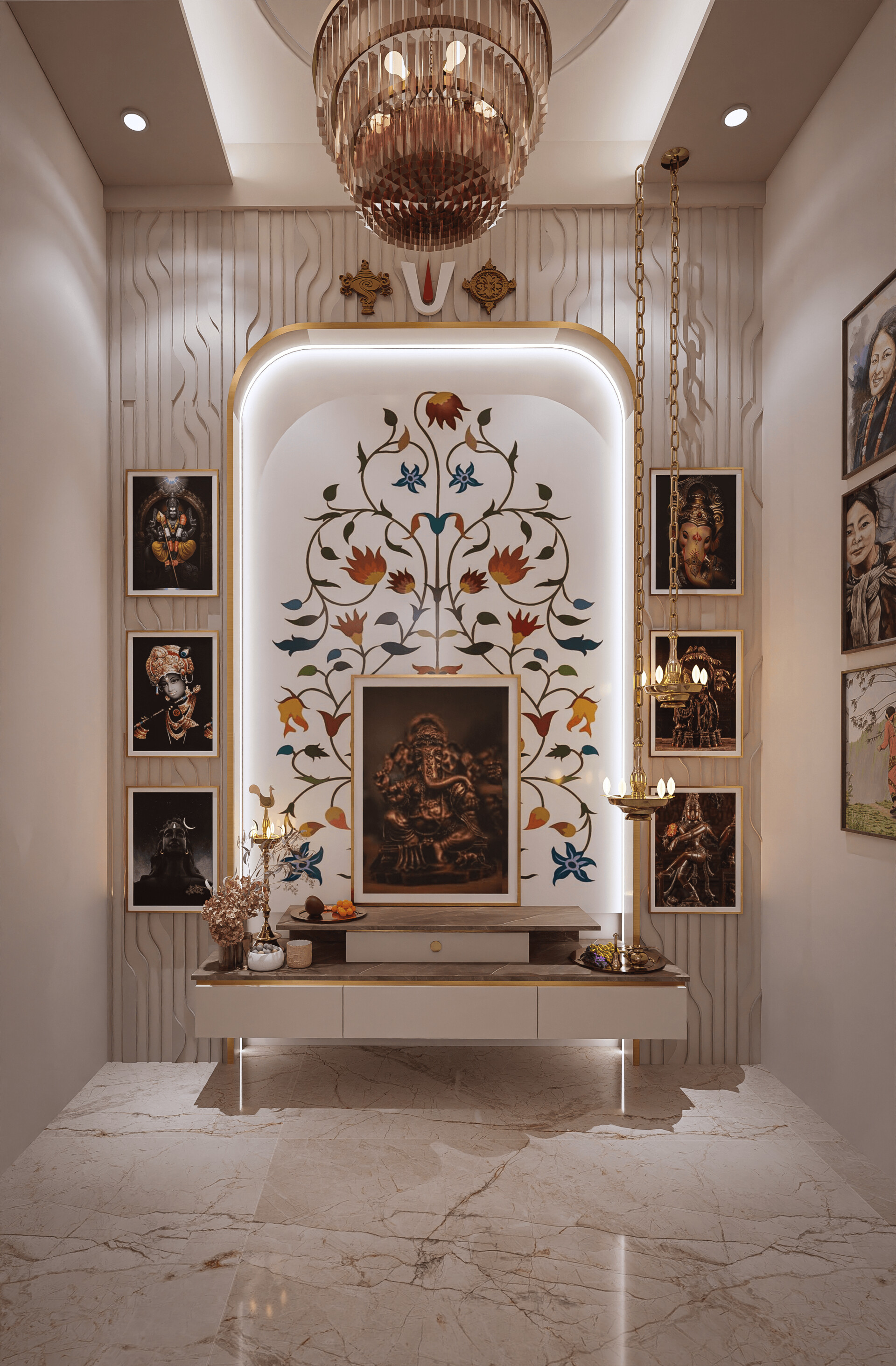 ArtStation - Pooja room Interior - Where Tranquility and Spirituality ...