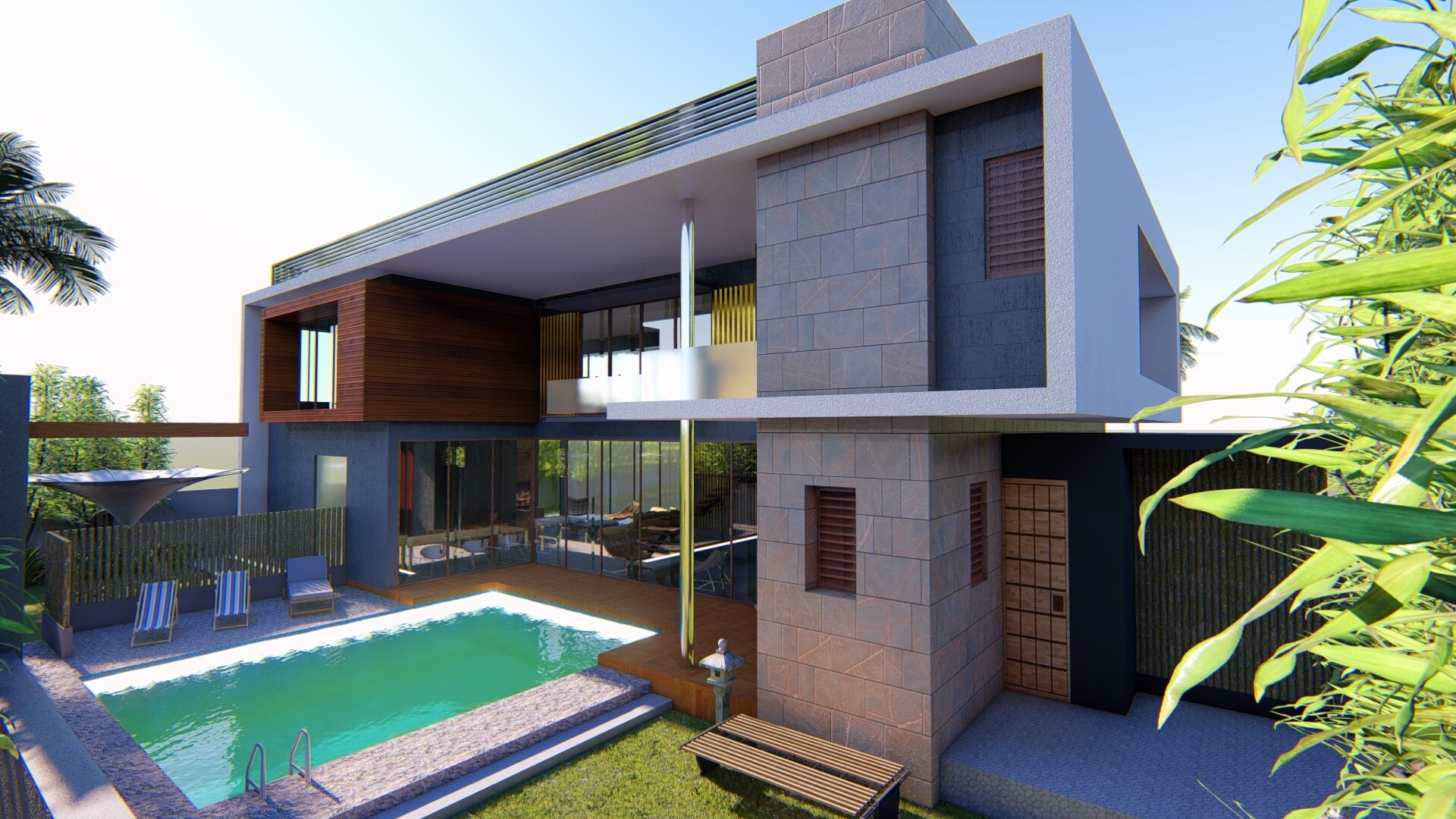 ArtStation - House elevation design using Revit from floor plans