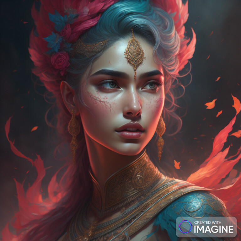 ArtStation - lady portrait red