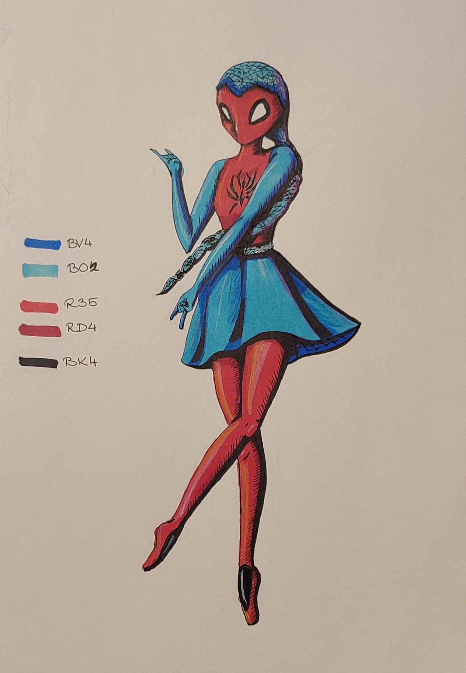 how to draw girl spider