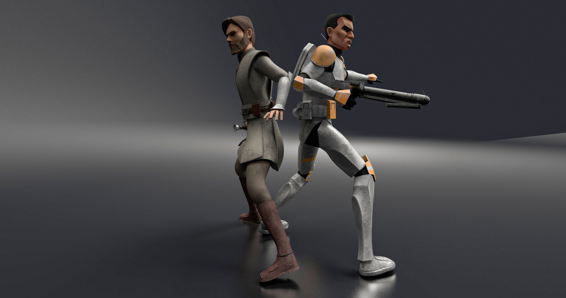 ArtStation - Commander Cody and Obi-Wan Kenobi Clone Wars style 3D model