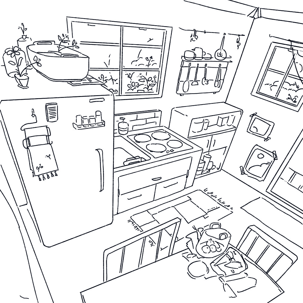 ArtStation - Kitchen Line Drawing