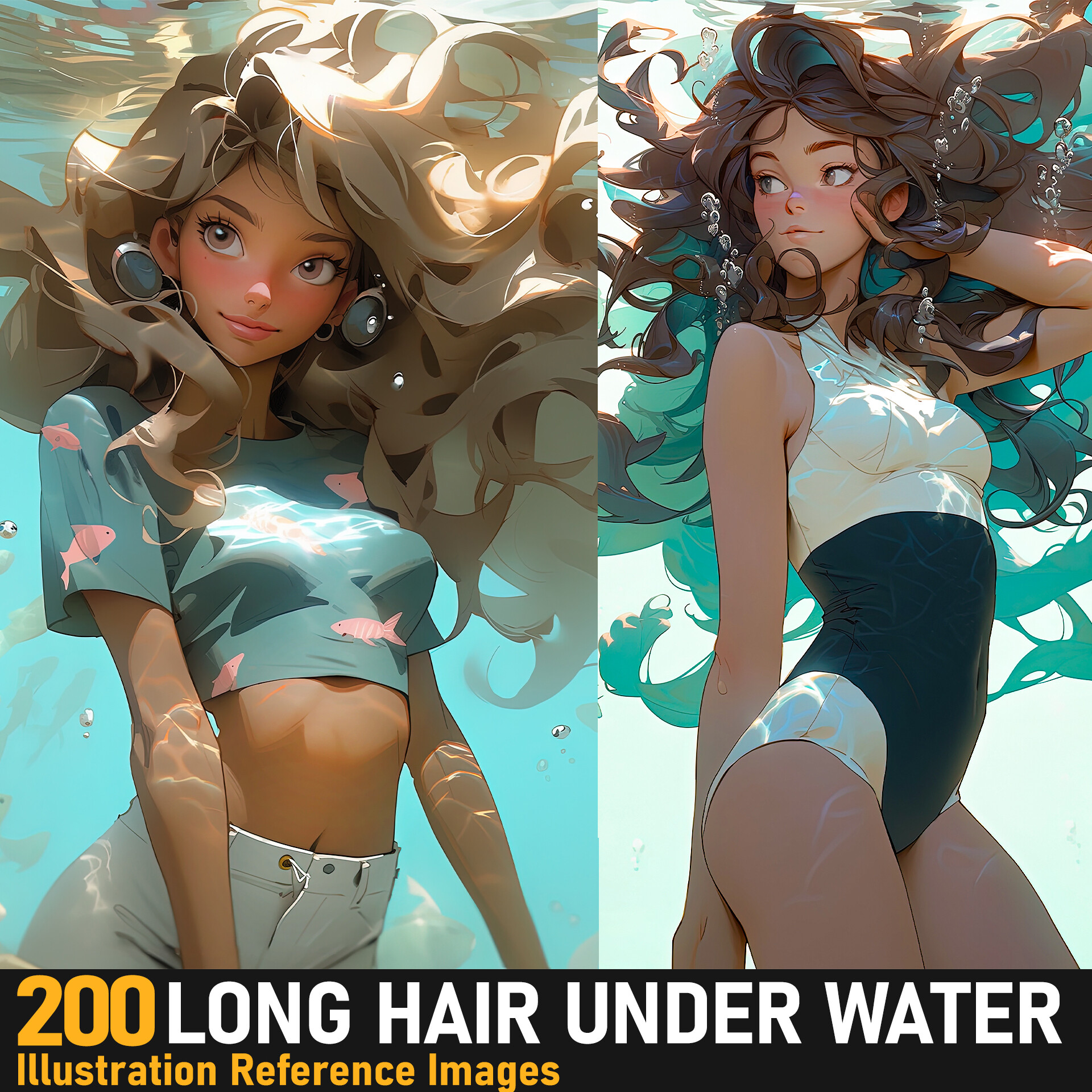ArtStation - Long Hair Underwater VOL.15|4K Reference Images