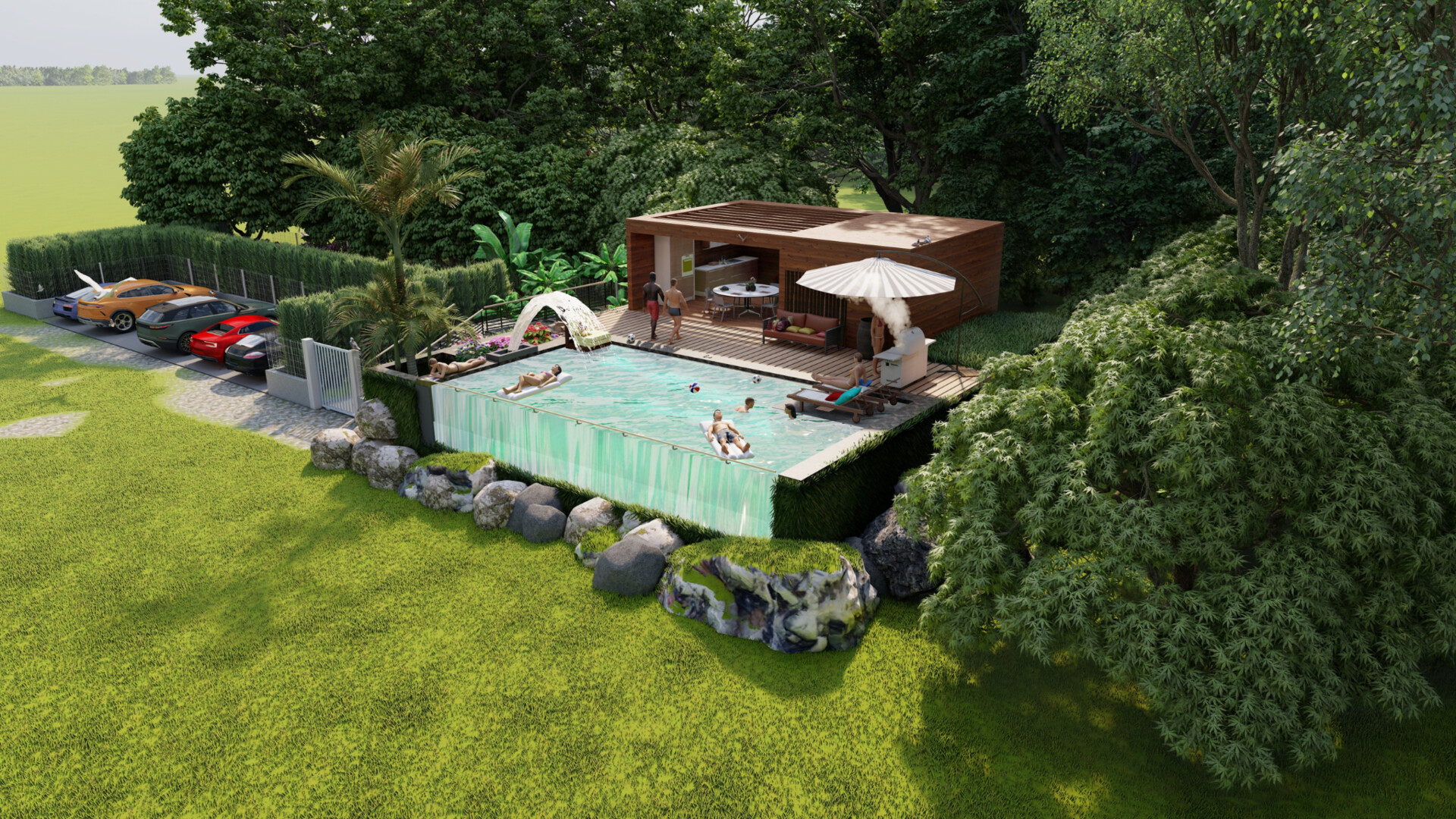 ArtStation - POOL PARTY !! Architectural Visualization