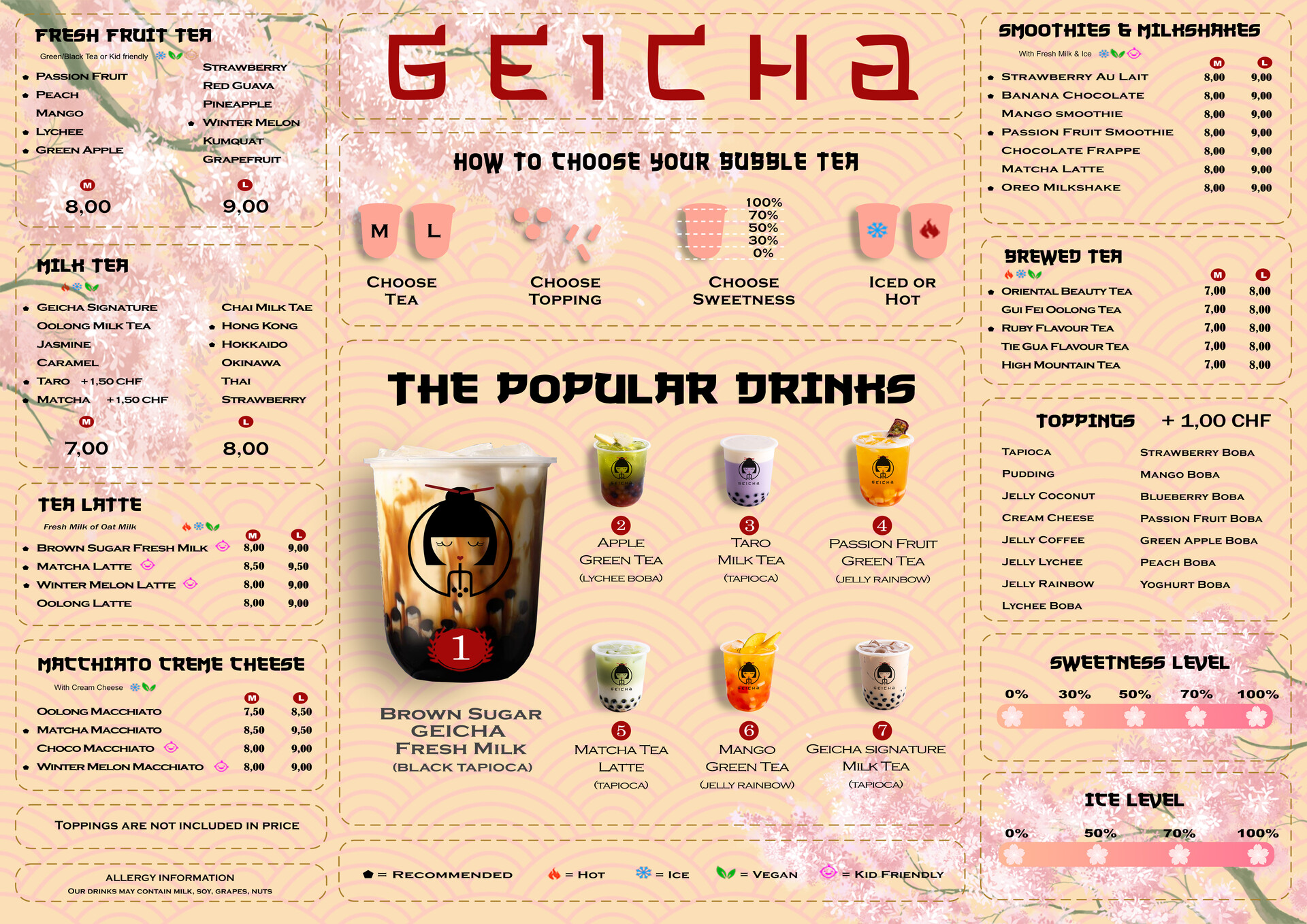 ArtStation - Drink menu design for Switzerland Tea Shop GEICHA