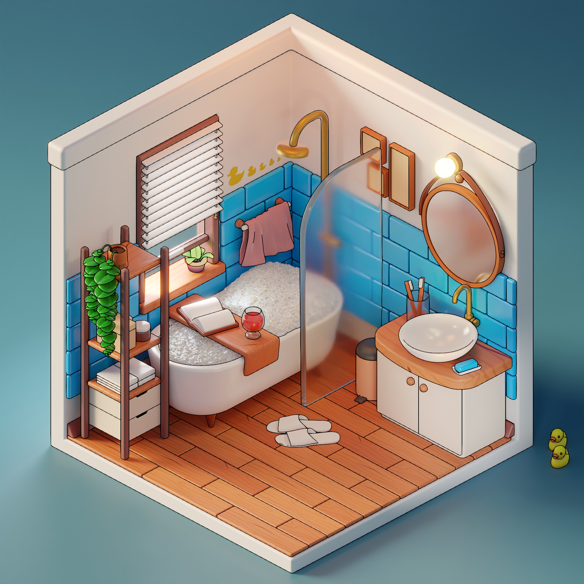 ArtStation - 3D isometric - bathroom