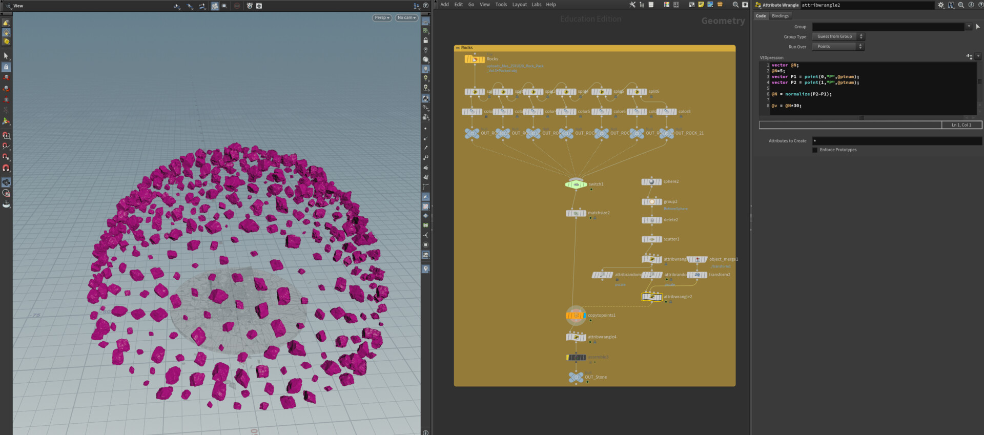 Herman Olsbo - First RBD simulation in Houdini - Throwing rocks at George