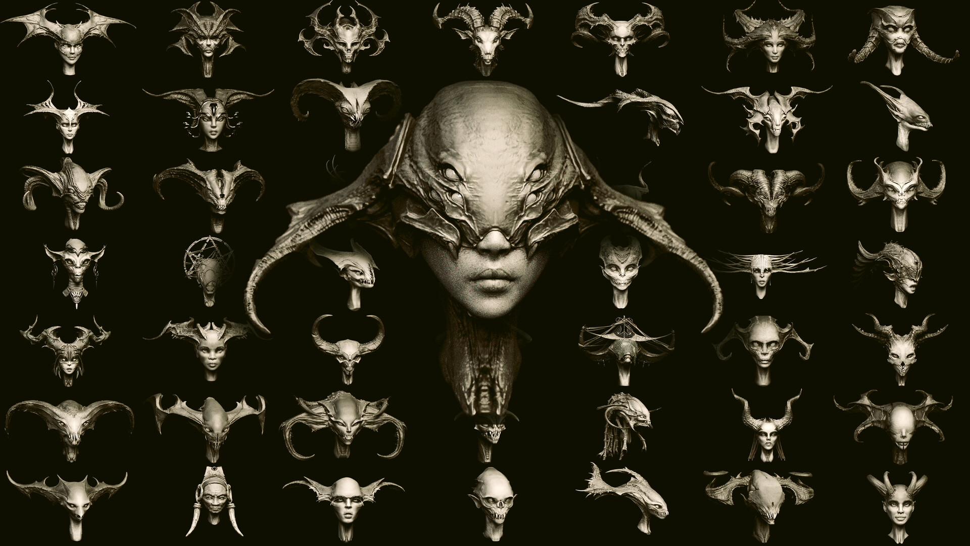 Bernhard van der Horst 3D Artist - DEMONESS - 50 Head Sculpts