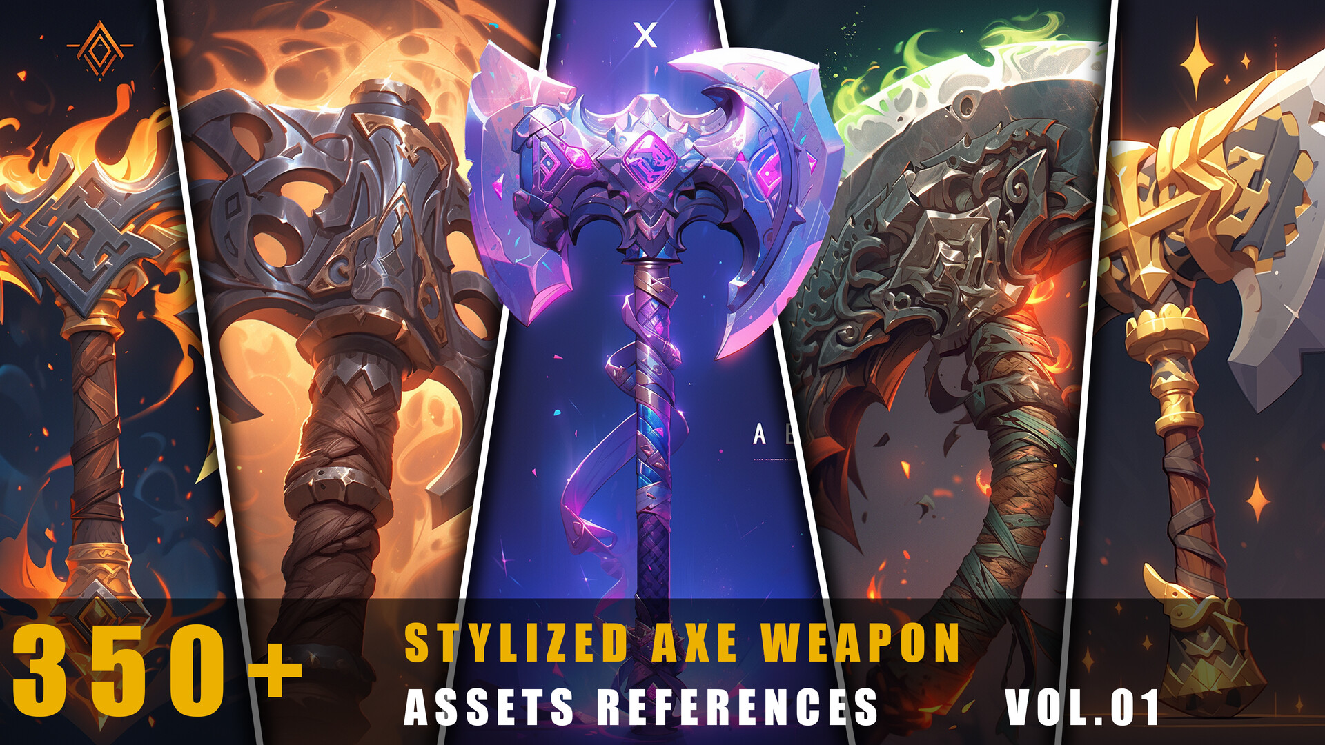 WaterLaw's Studio - 350+ Stylized Axe Weapon - Assets References Vol.01
