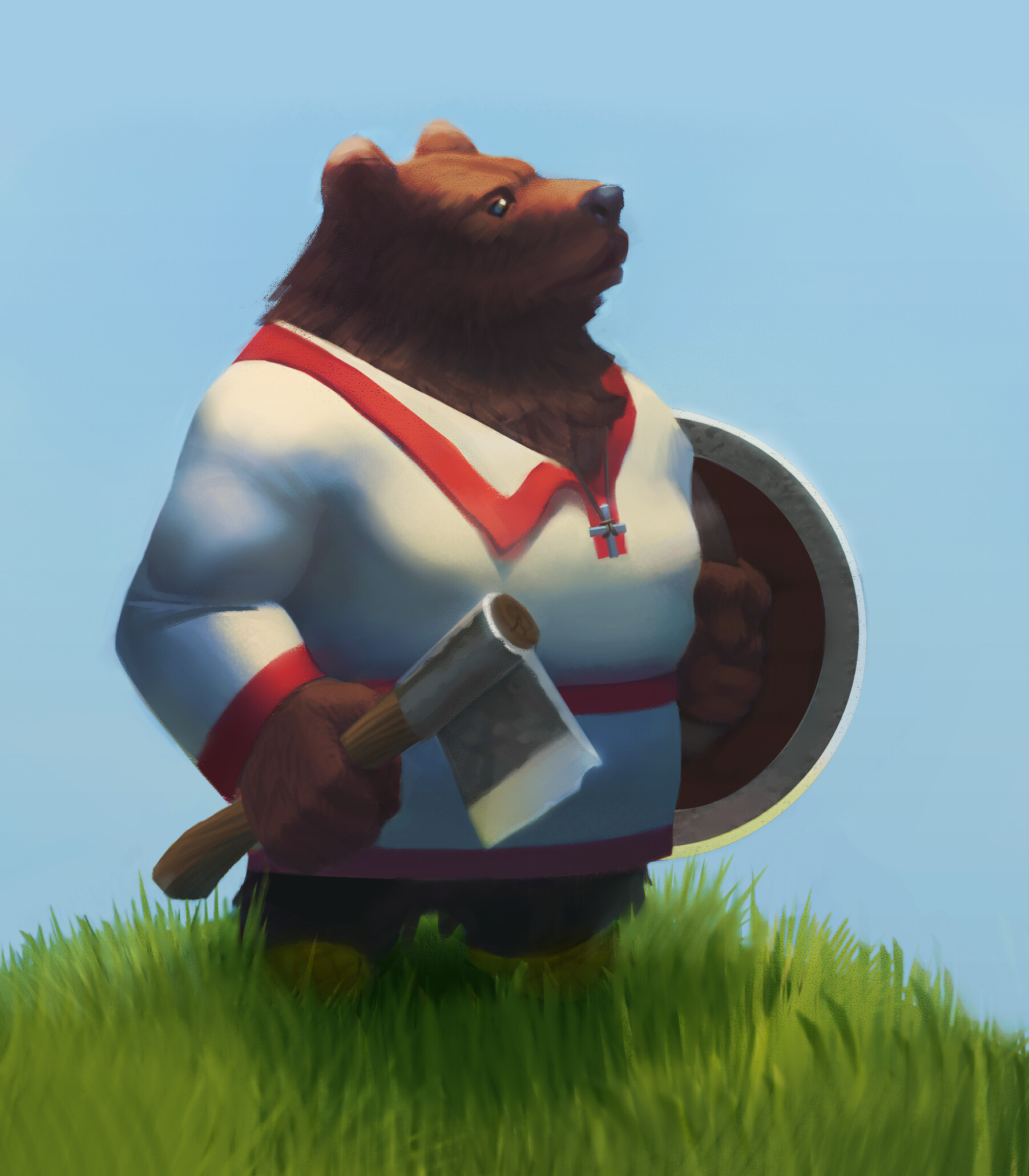 ArtStation - Casual artstyle slavic bear warrior