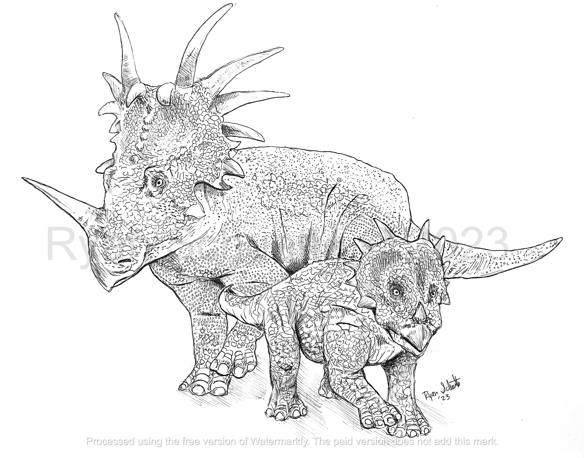 ArtStation - Styracosaurus and Infant