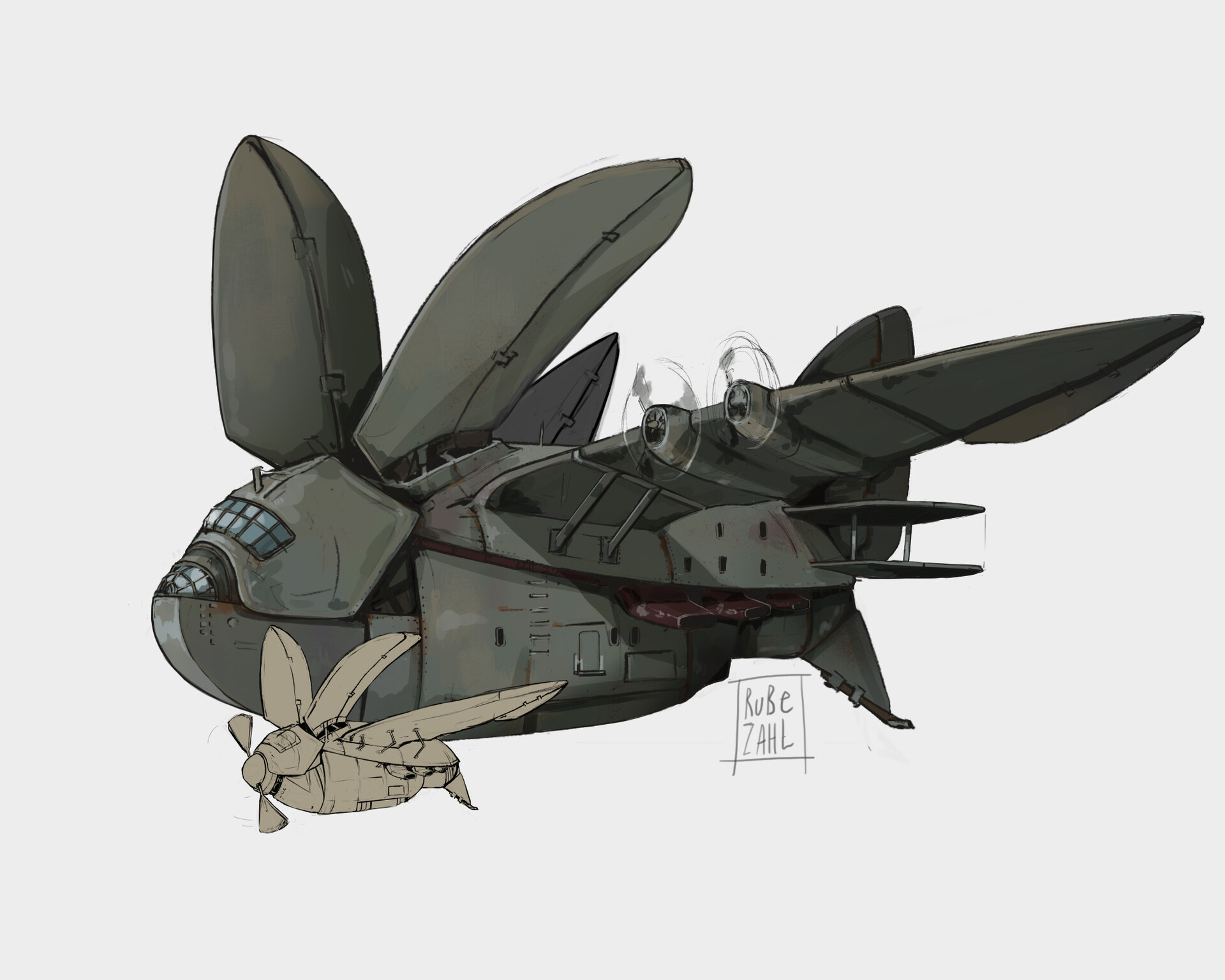 ArtStation - flying machine sketch