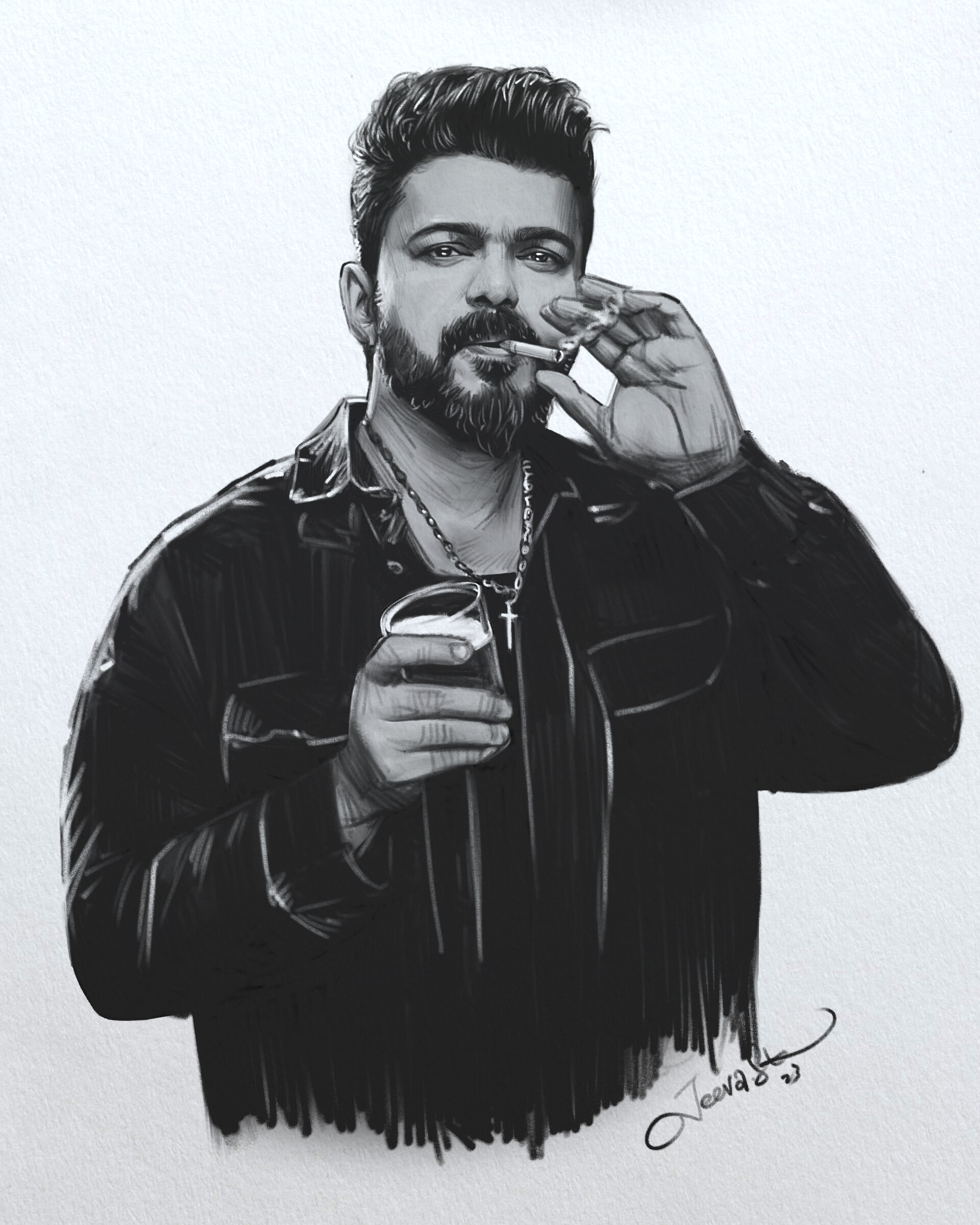 Leo Thalapathy Vijay Pencil Sketch 2023 Naareadyhits100mviews By Jeeva Artist — Prouserme