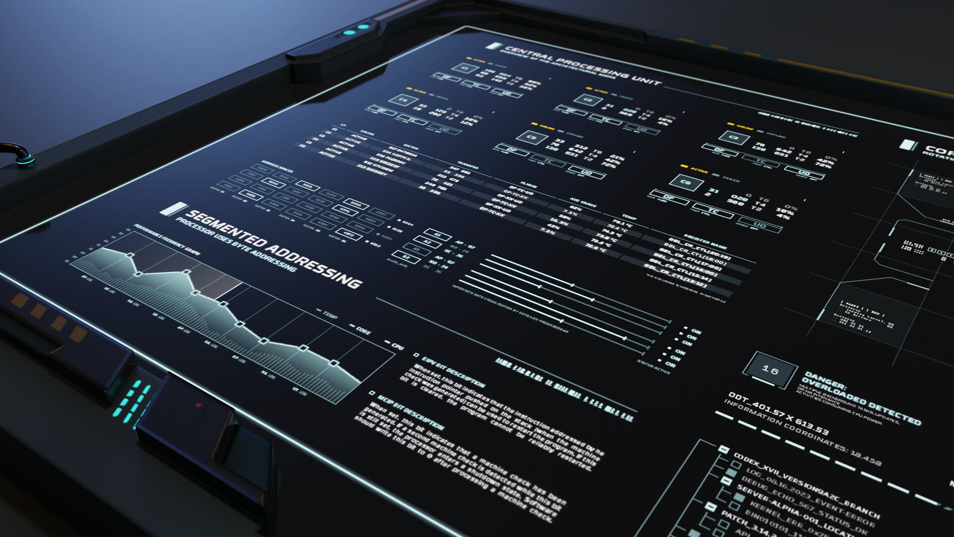 futuristic control panel ui