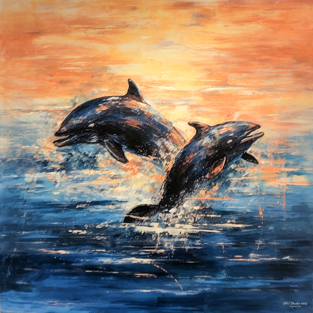 ArtStation - Jumping dolphins