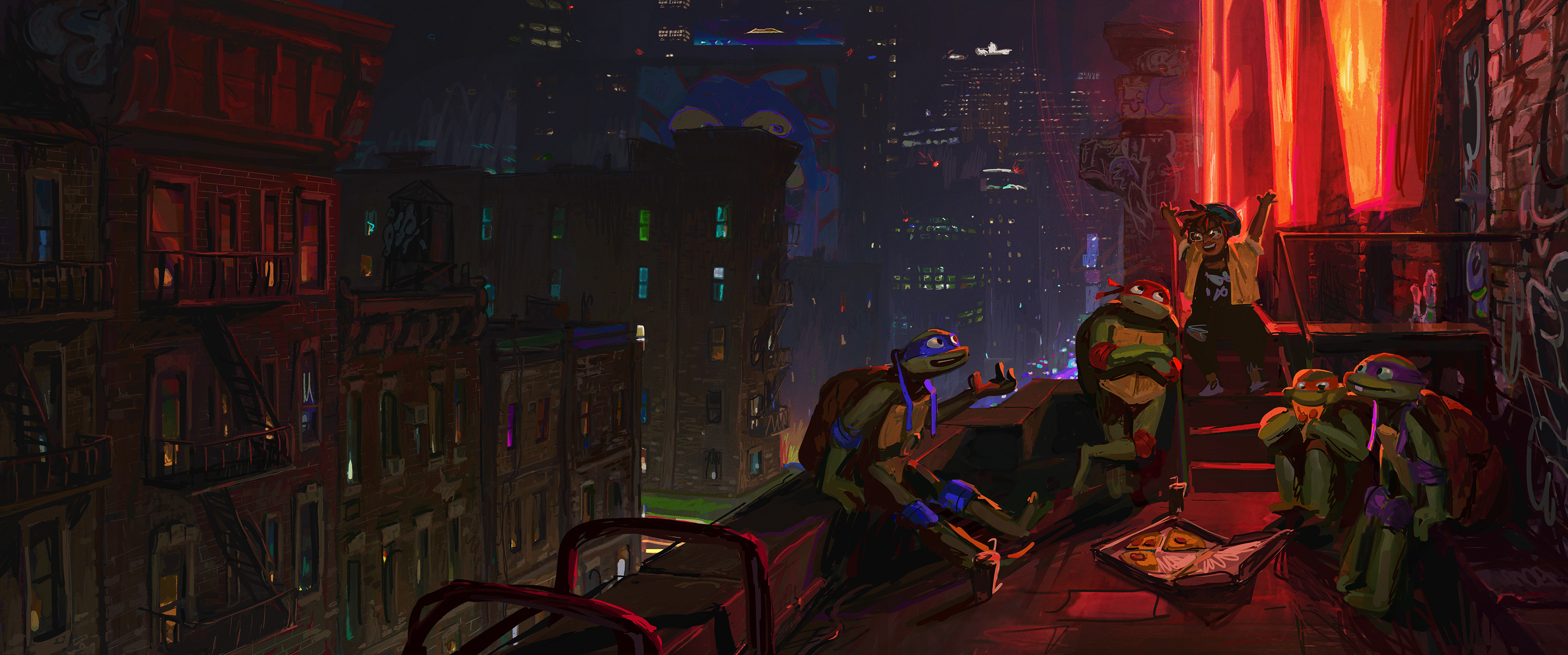 Rooftop Pizza by Sean Sevestre : r/ImaginaryCityscapes