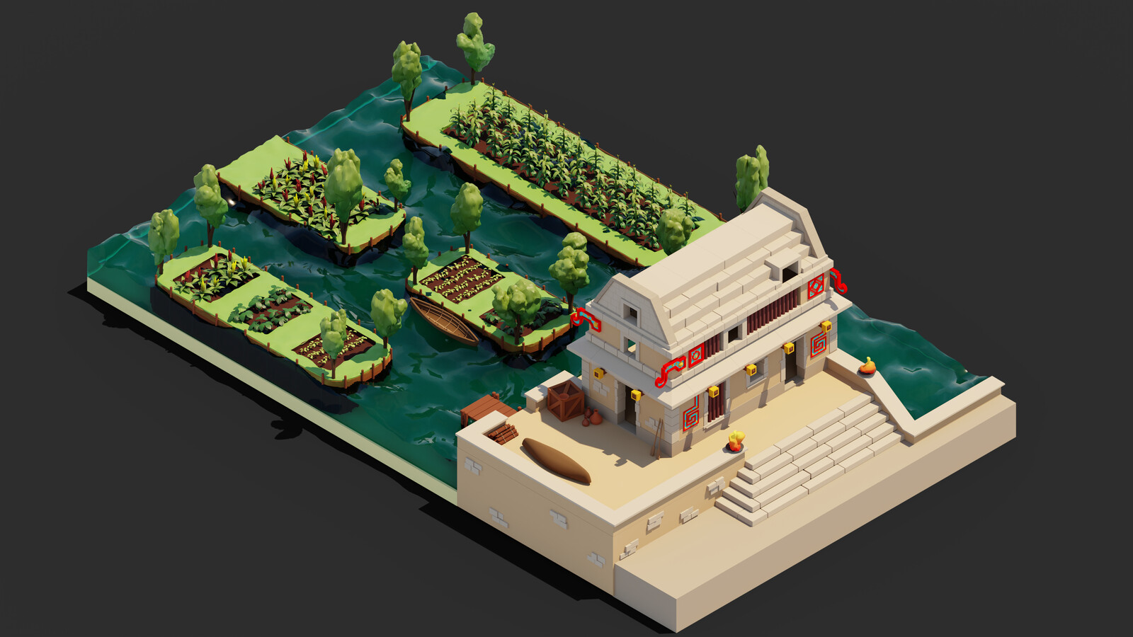 Andreas Klytta - Aztec Chinampas - Isometric Art