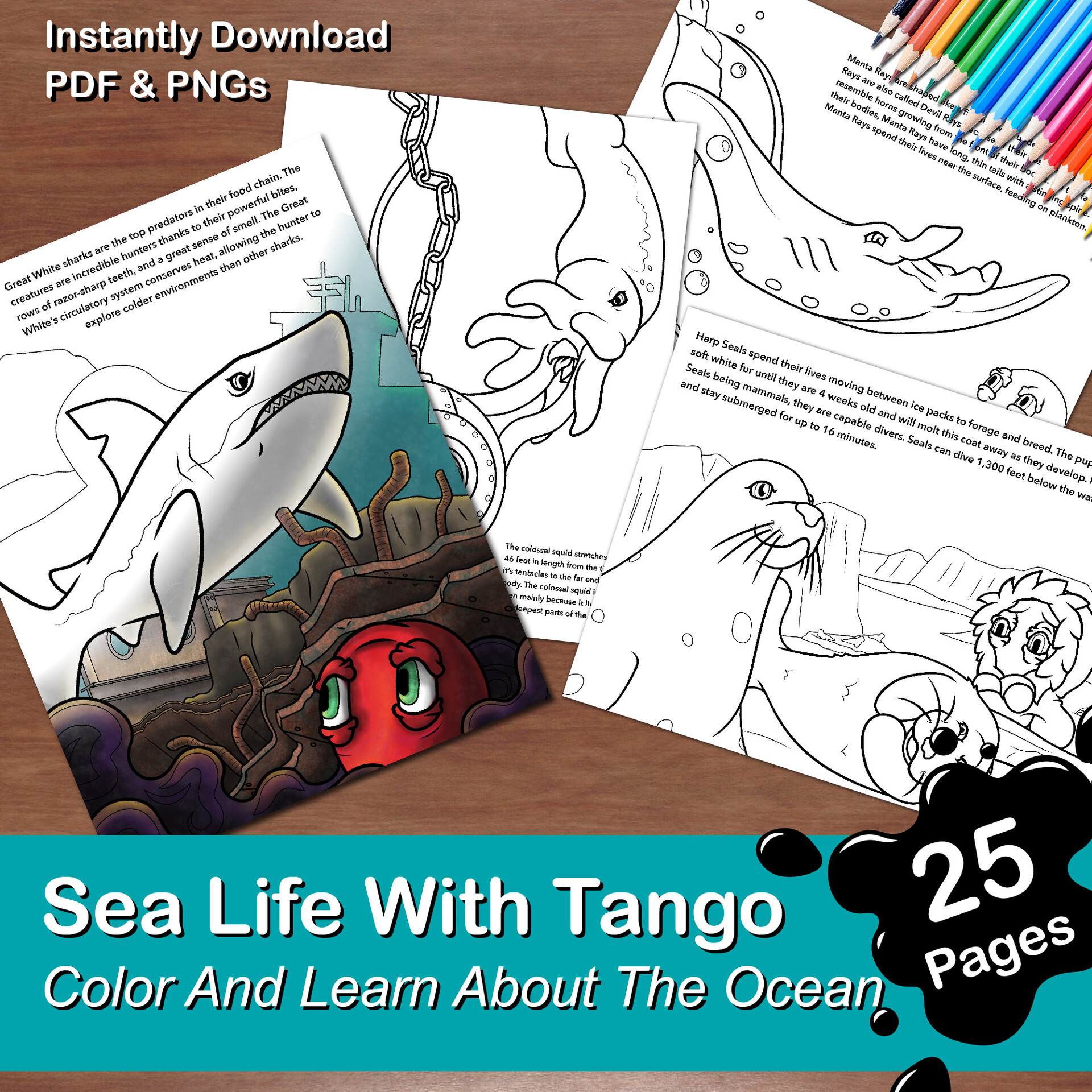 ArtStation - Sea Life with Tango Coloring Pages