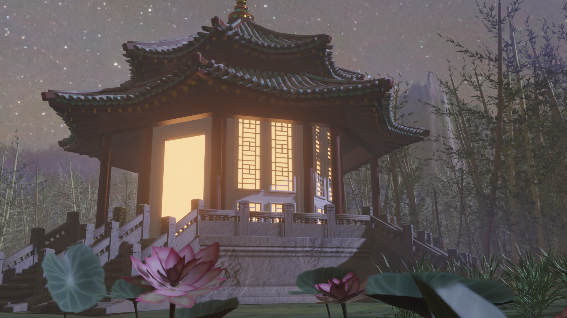ArtStation - Peaceful Temple at Night