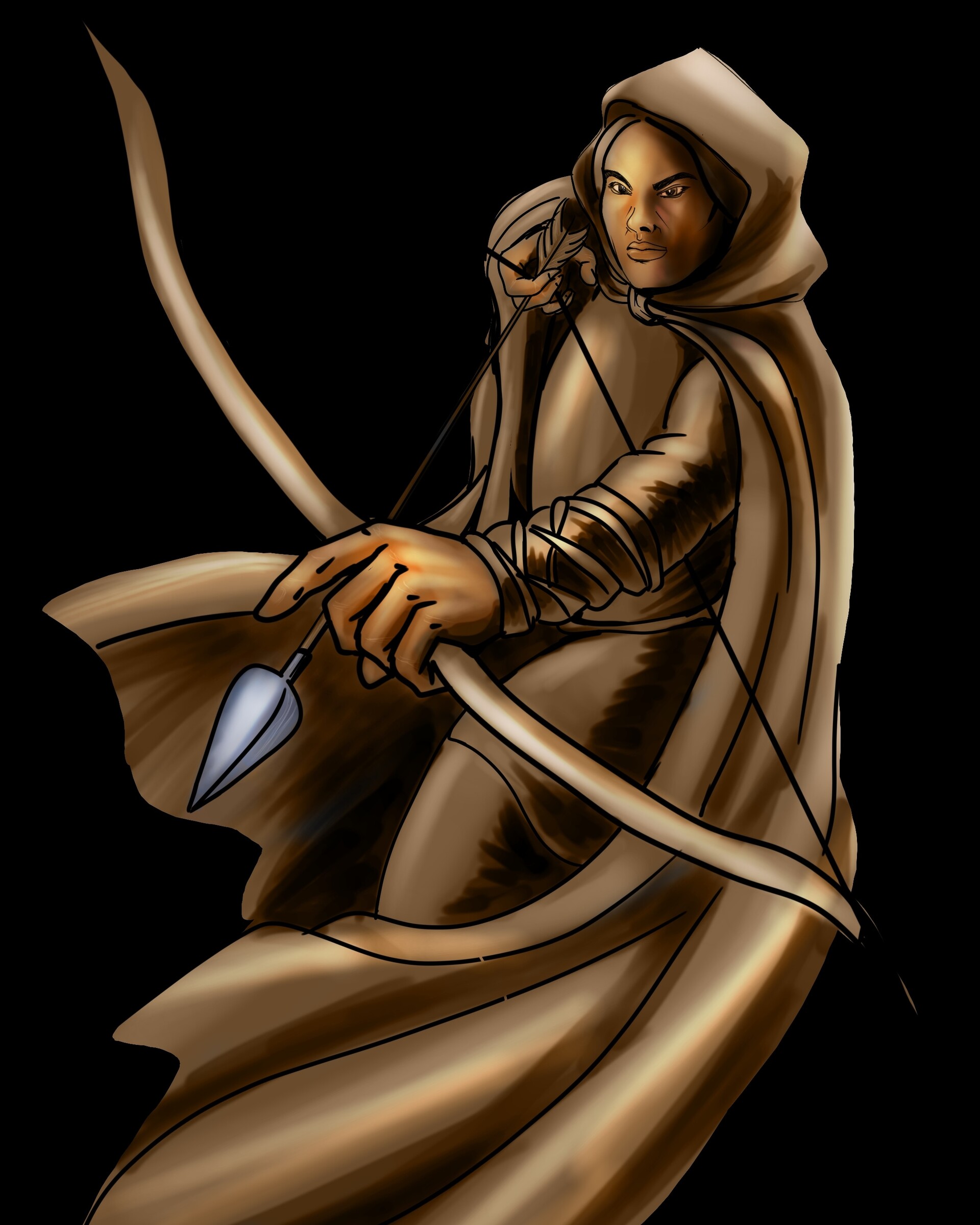 Hooded Archer Drawing