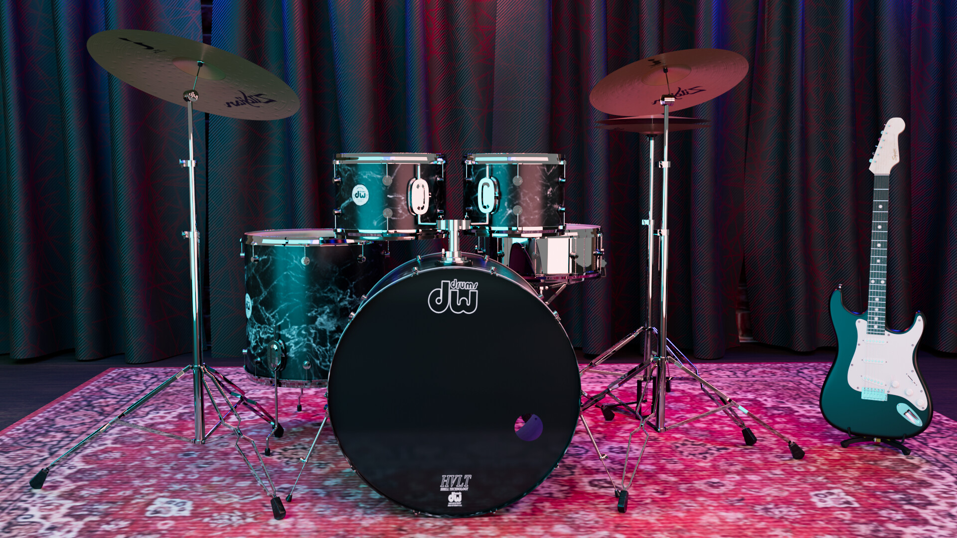 ArtStation - Musical Instruments Drums & Guitar