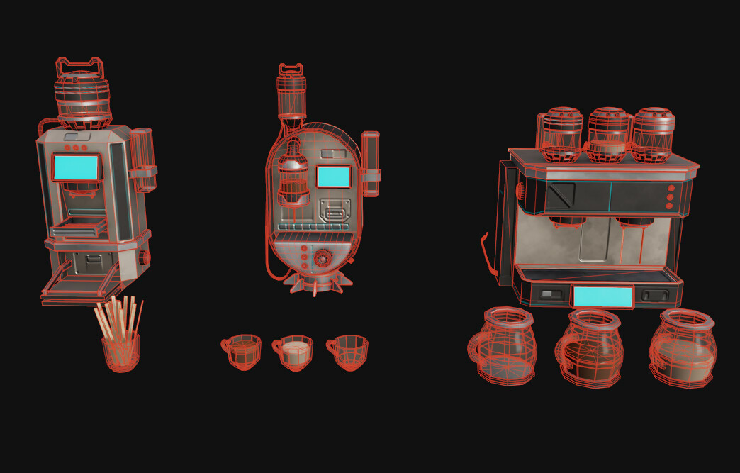 Maria Magdi (Riaa) - stylized sci-fi coffee machines ( ventri company ...