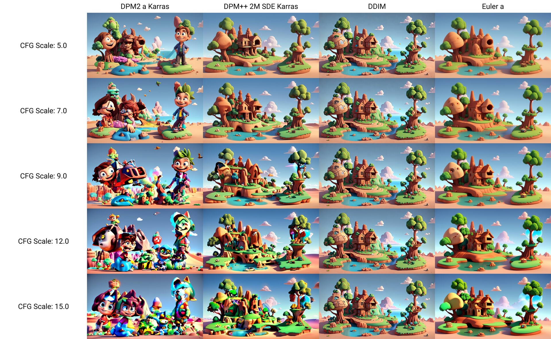 ArtStation - X/Y/Z plot - 3D cartoon scene - Stable Diffusion