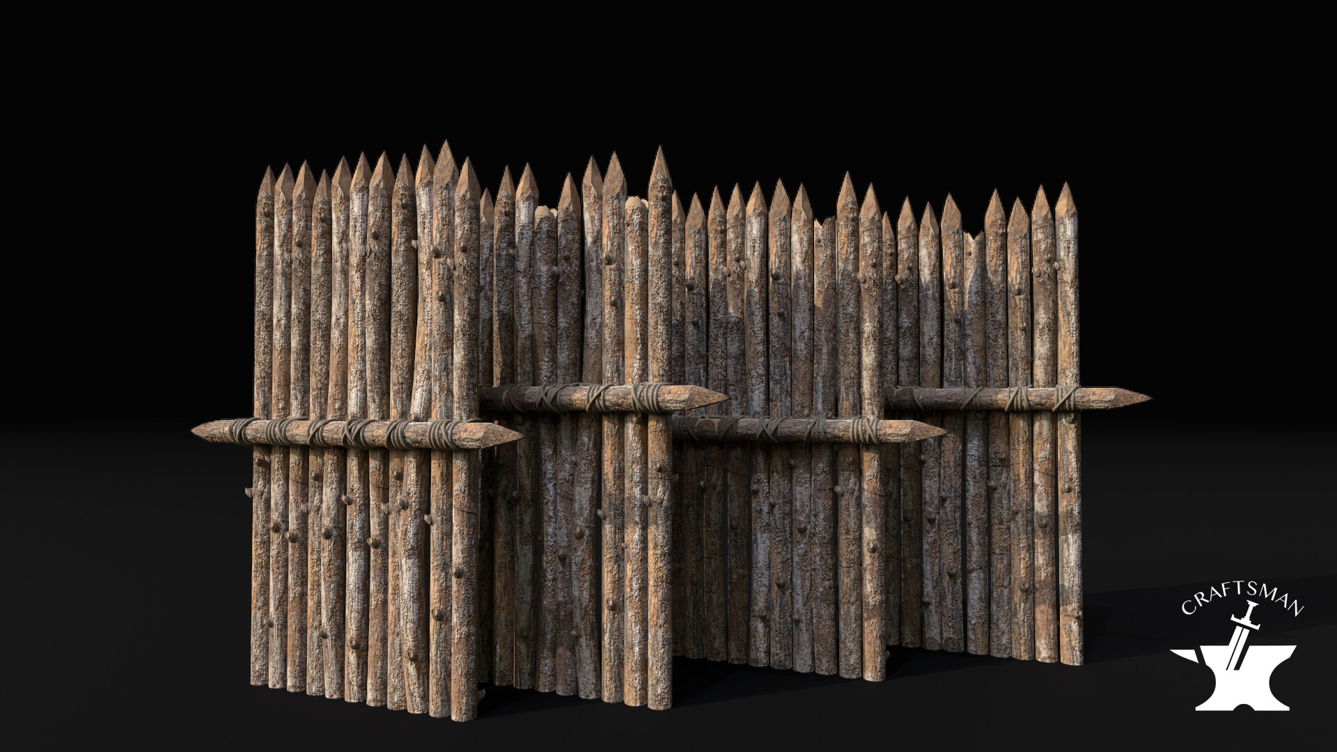 ArtStation - Realistic Medieval Logs Fence Palisade