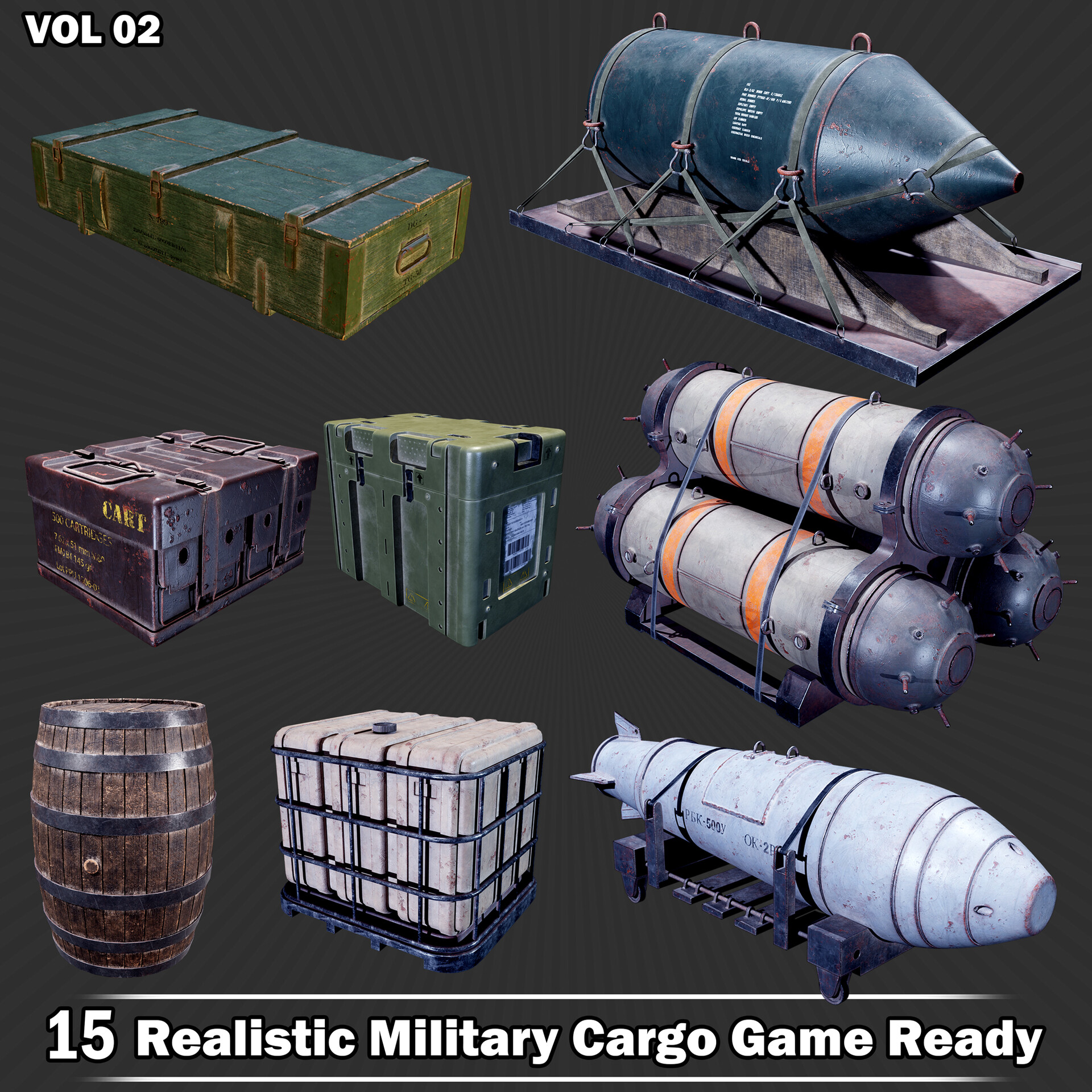 ArtStation - 15 Realistic Military Cargo Game Ready VOL02