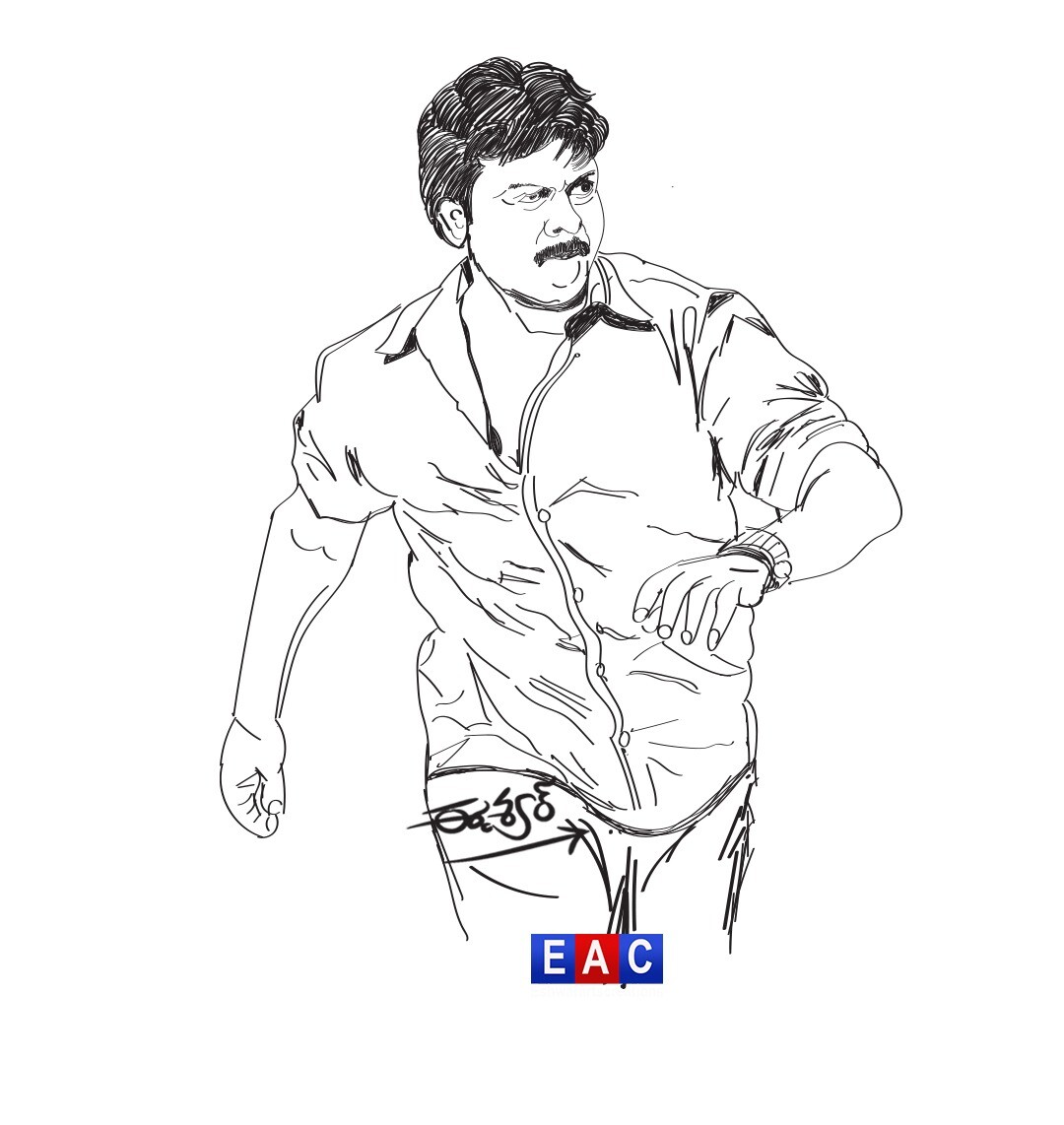 ArtStation - Megastar chiranjeevi painting,drawing,line art