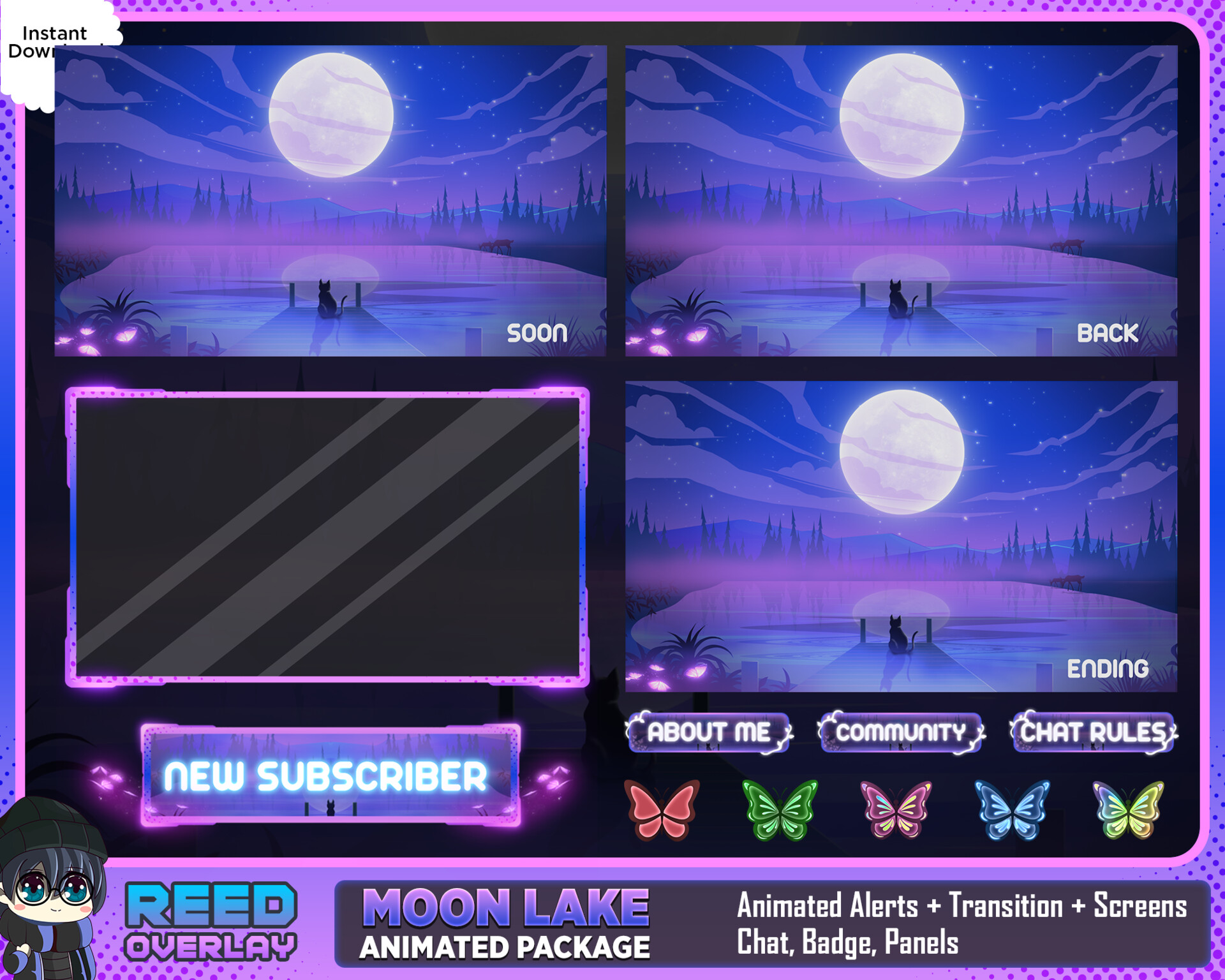 Clow Reed - "Moon Lake" Twitch Overlay Package