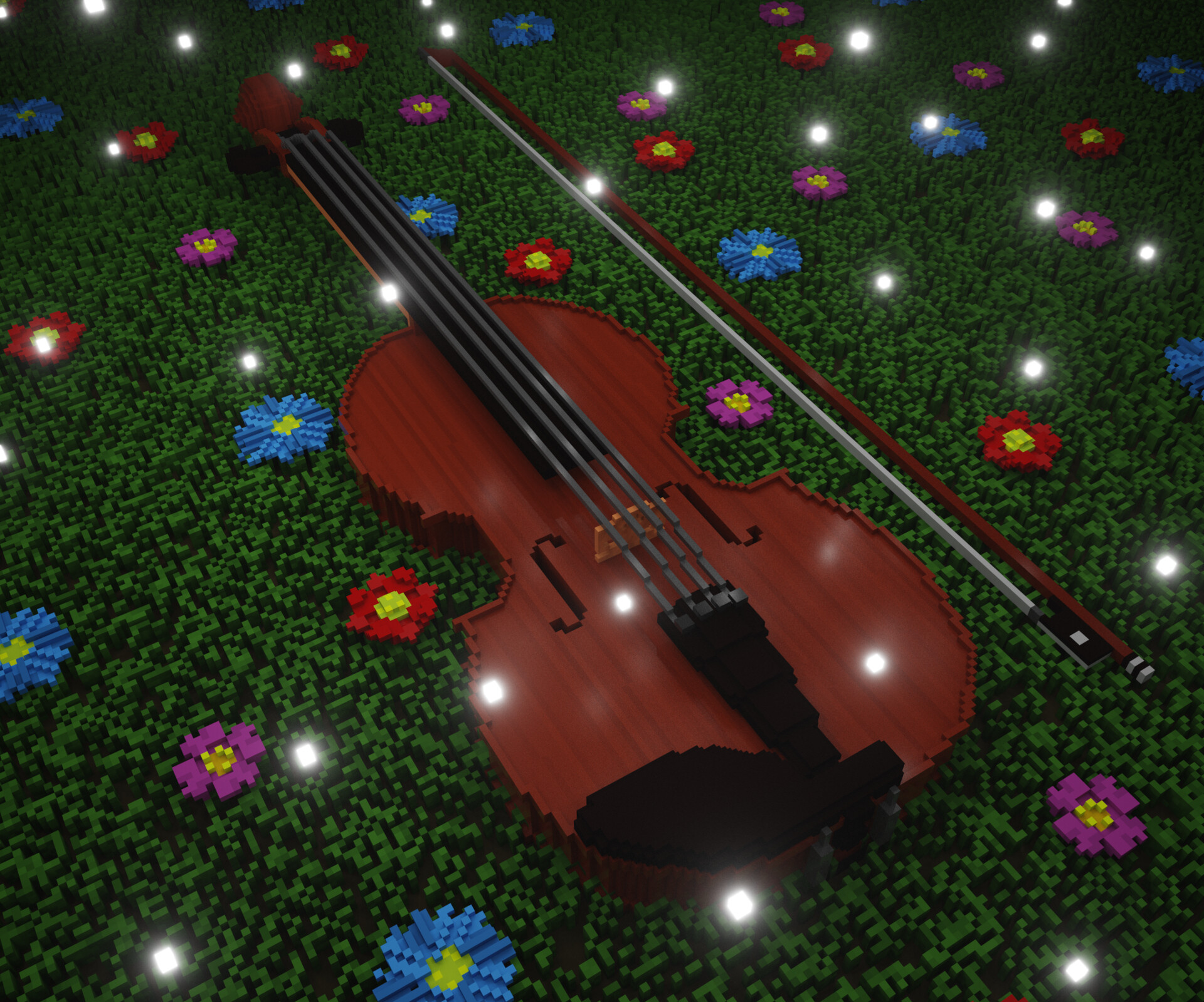 ArtStation - Voxel Violin scene