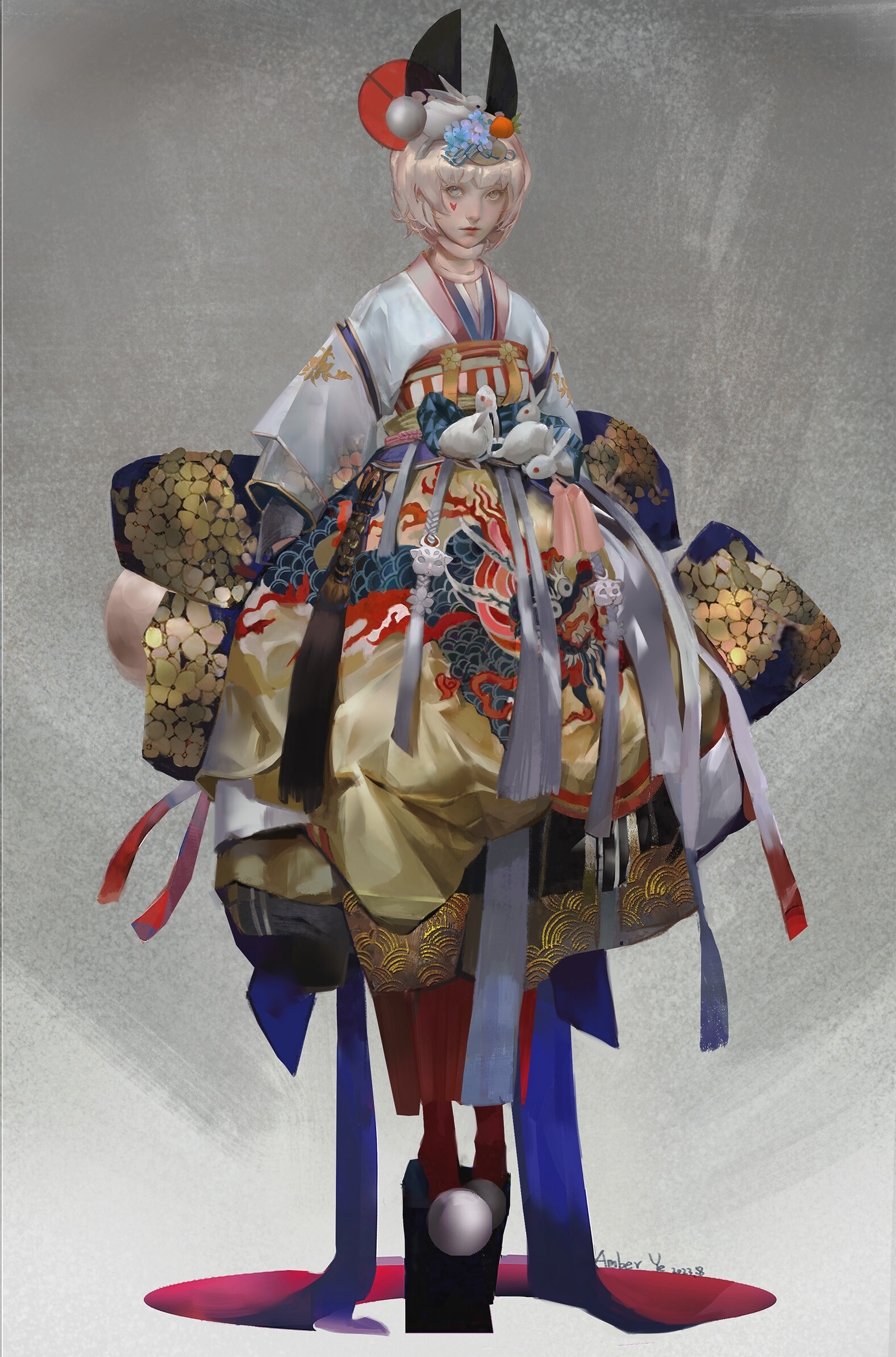 ArtStation - Oriental flower-honey bunny