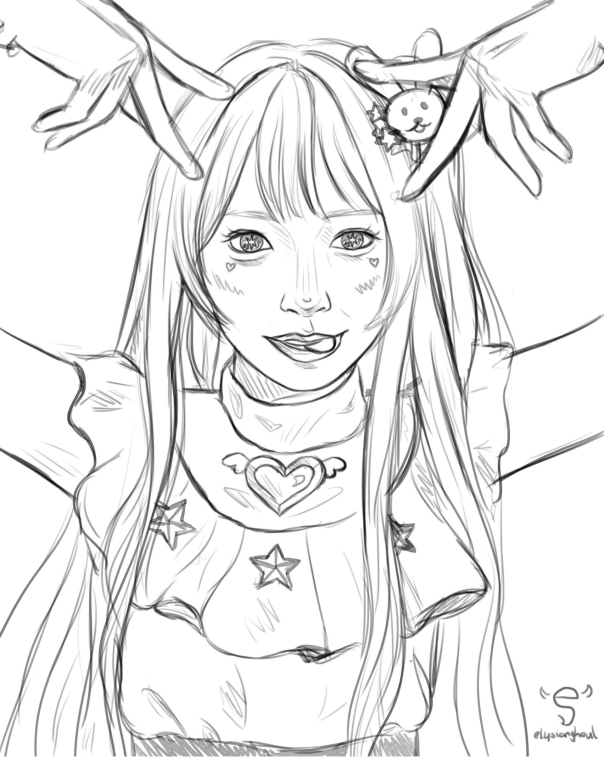 line art coloring pages anime oshi no ko drawing