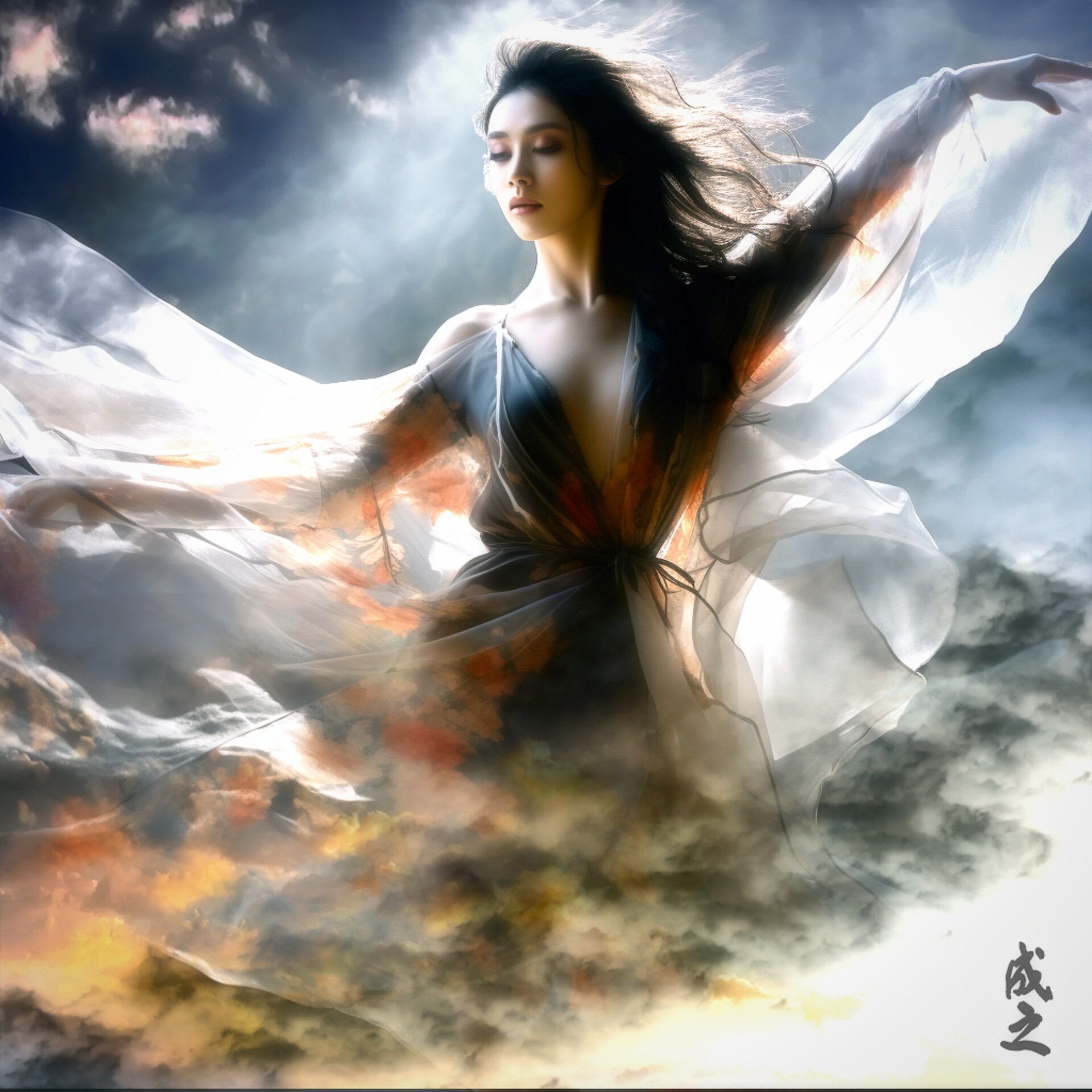ArtStation - Matsu-no-Hagoromo (Japanese classical dance/Legend called robe-of-feathers myth)