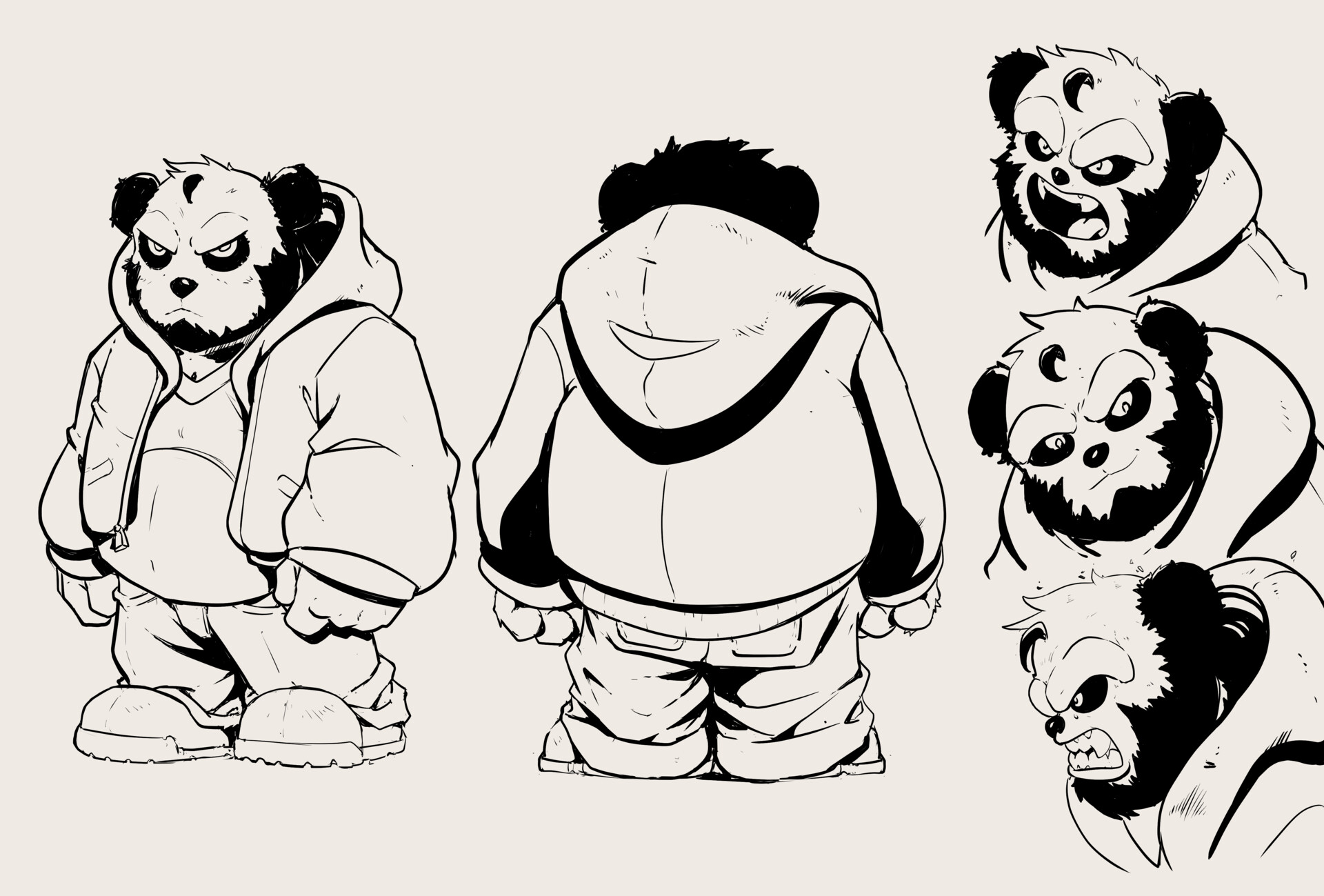 ArtStation - Panda Character Sheet - Lines