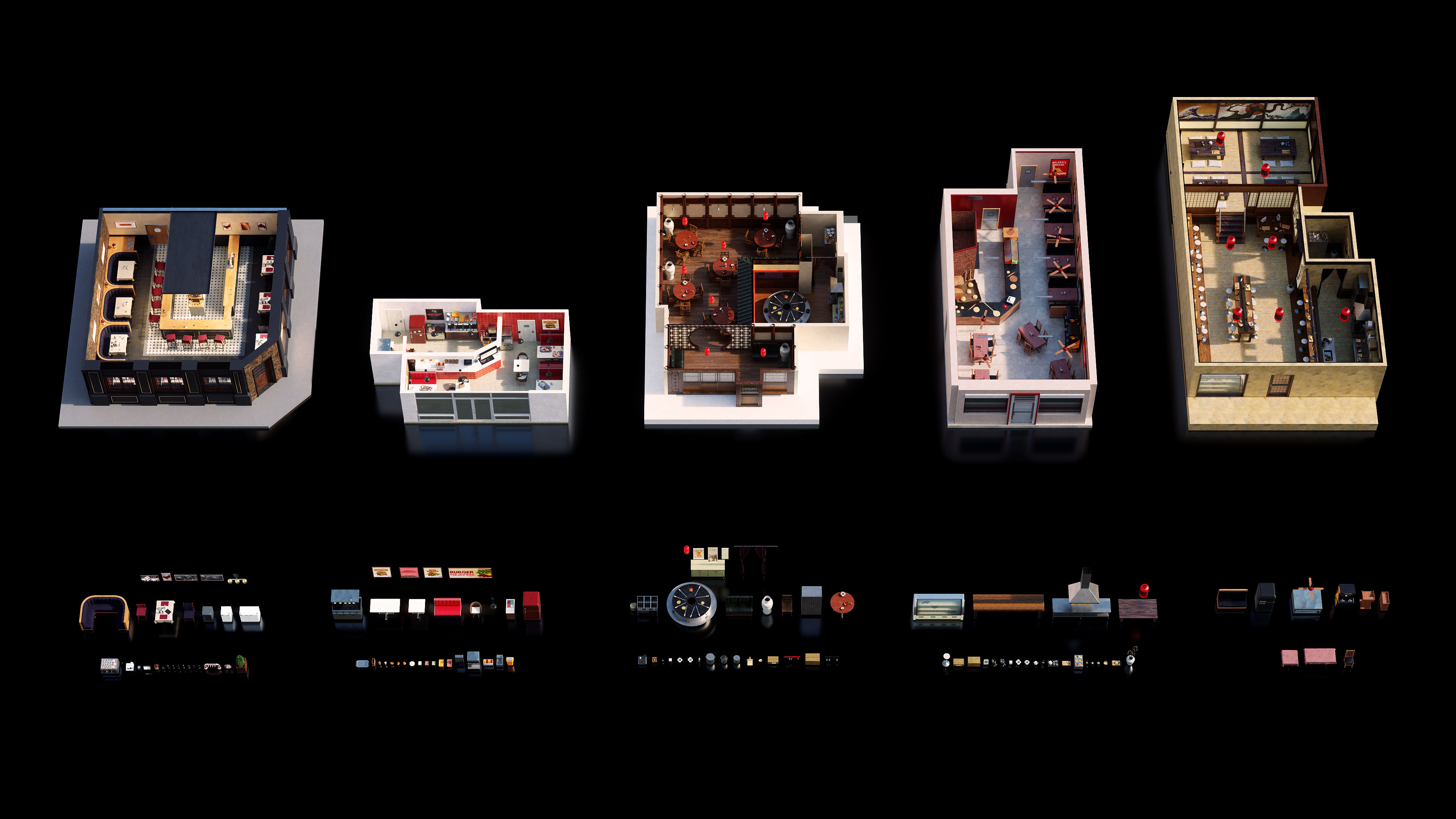 KitBash3D - Restaurants - 3D Asset Kit