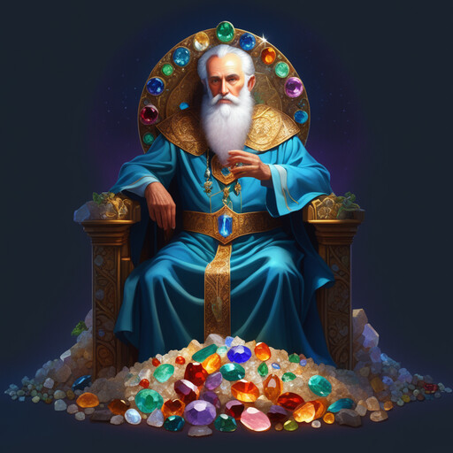 ArtStation - ancient wizard sitting on a crystal gemstone throne