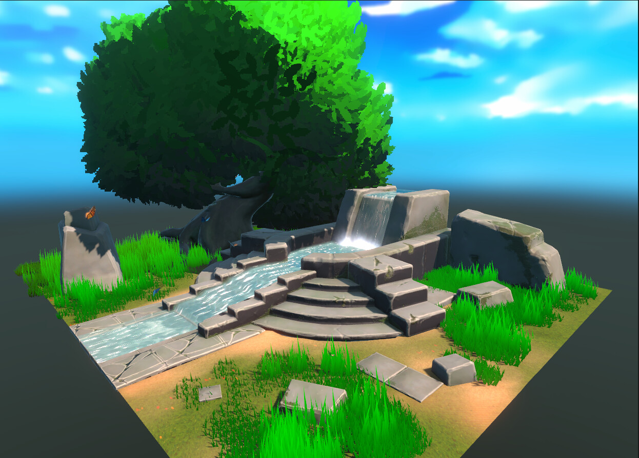 Duog Qi - Stylized Pedestal Waterfall