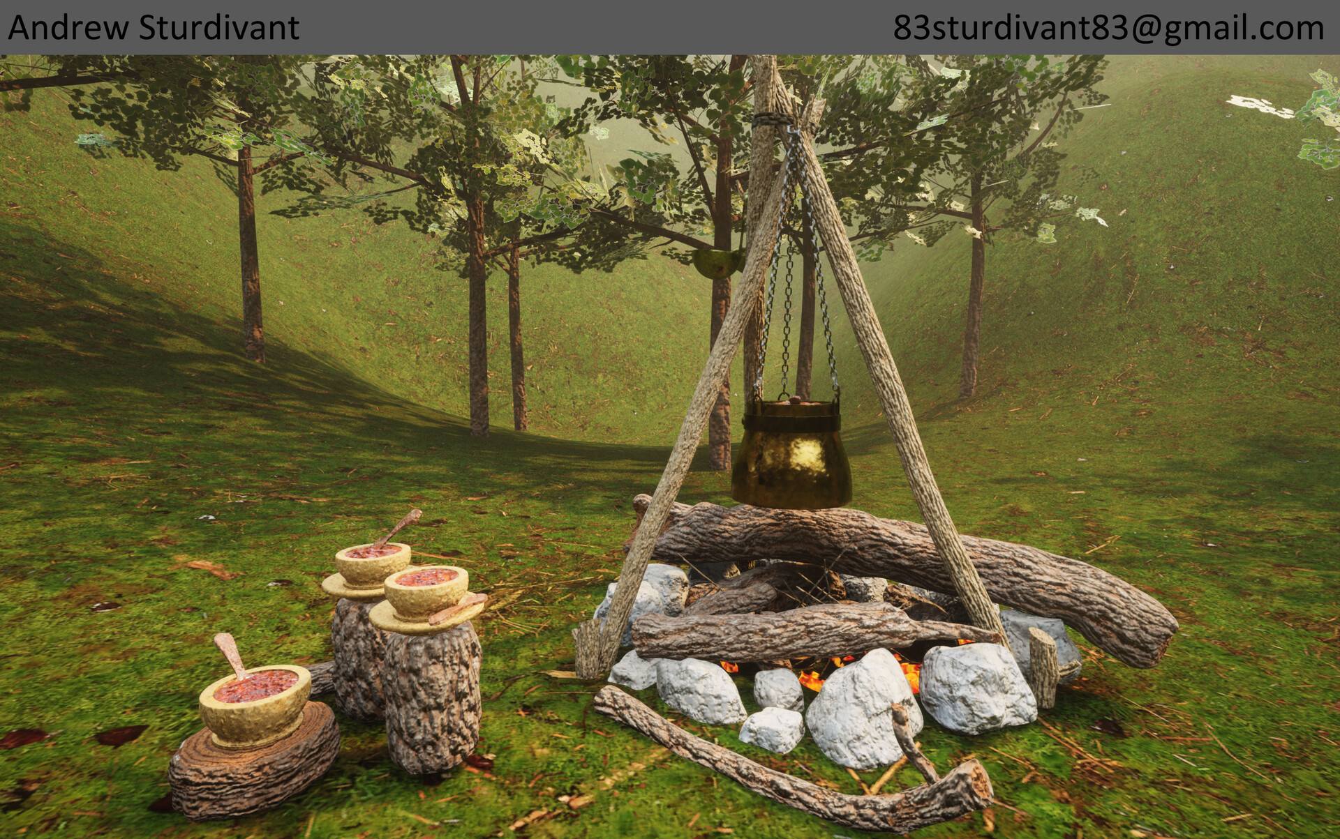 ArtStation - Fire Pit Environment Scene