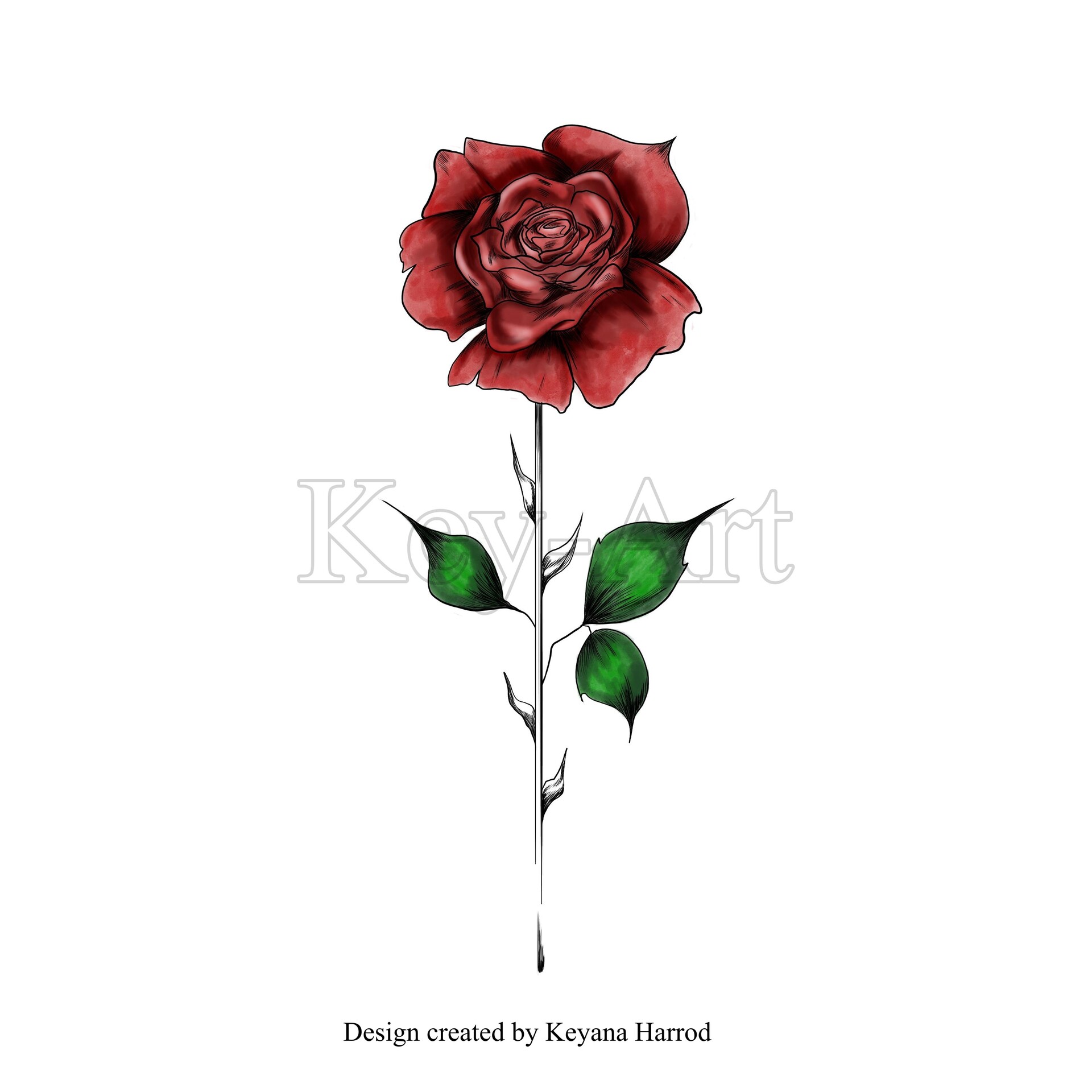 Rose With Stem Tattoo Designs
