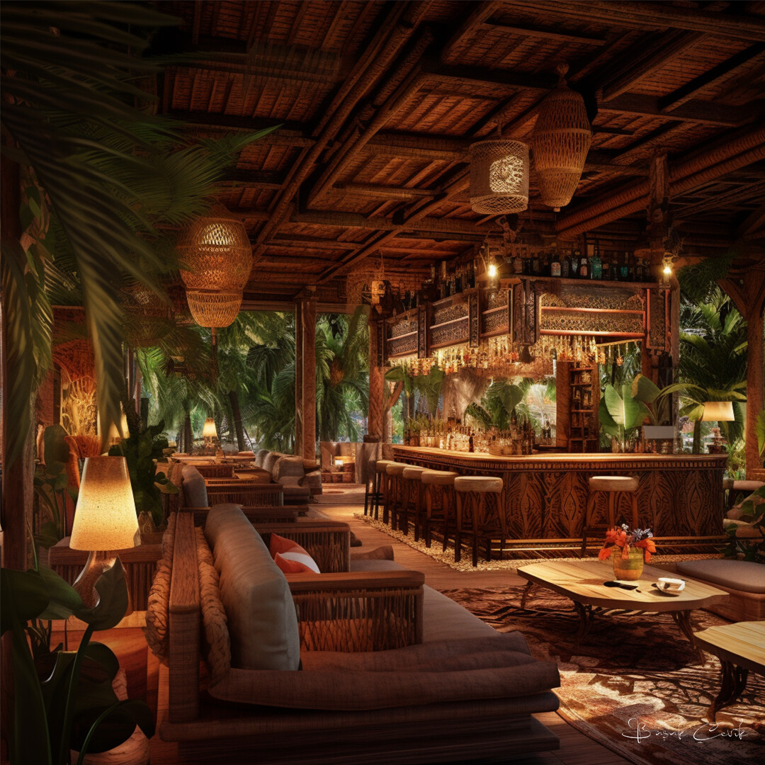 ArtStation - Interior Design , Bohemian Restaurant - 02