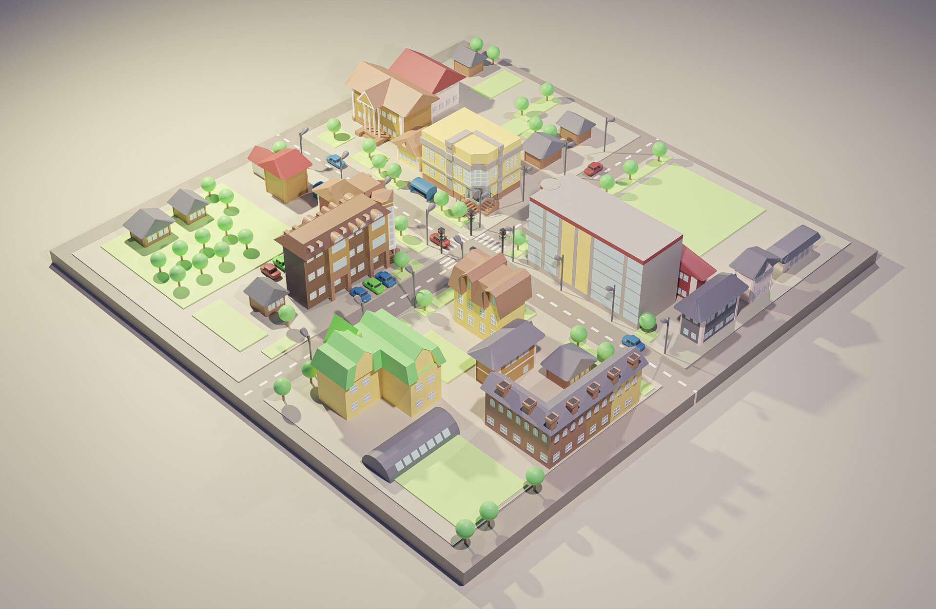 ArtStation - 3d low-poly street model