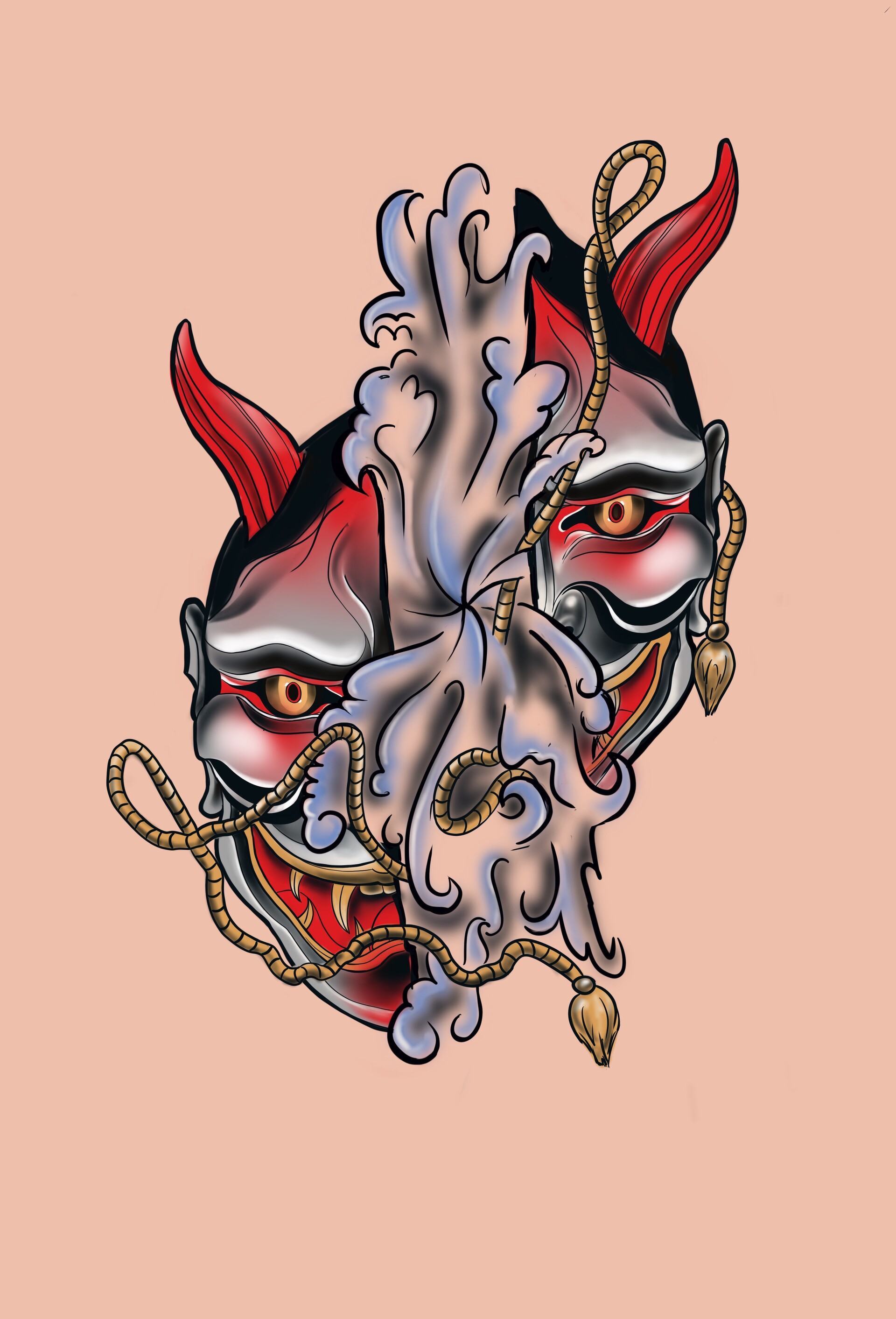 Traditional Hannya Mask Tattoo Designs