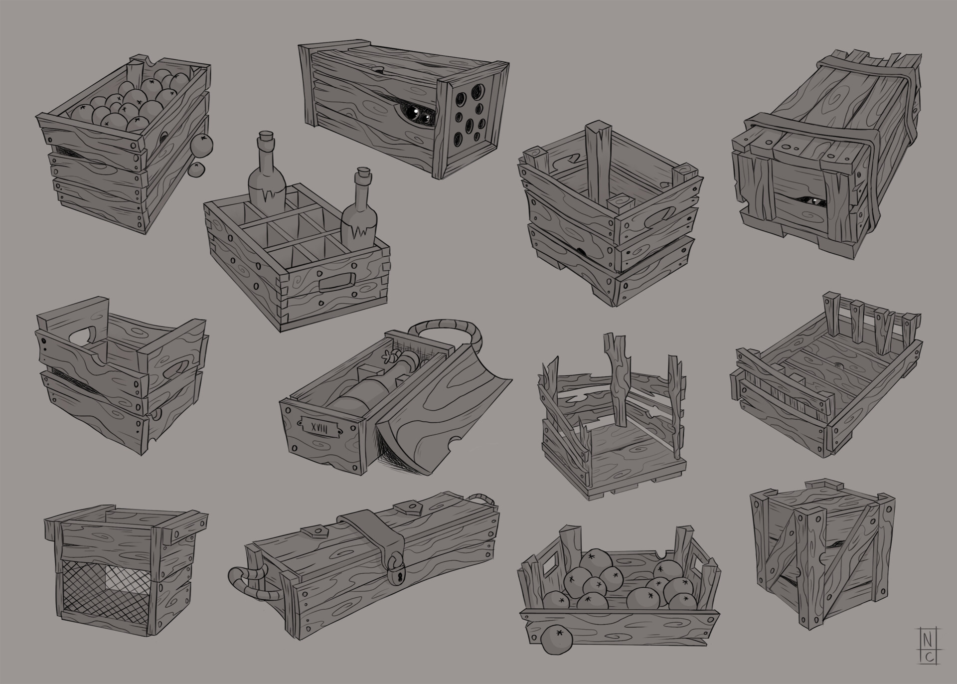 ArtStation - Wooden Crates & Fences