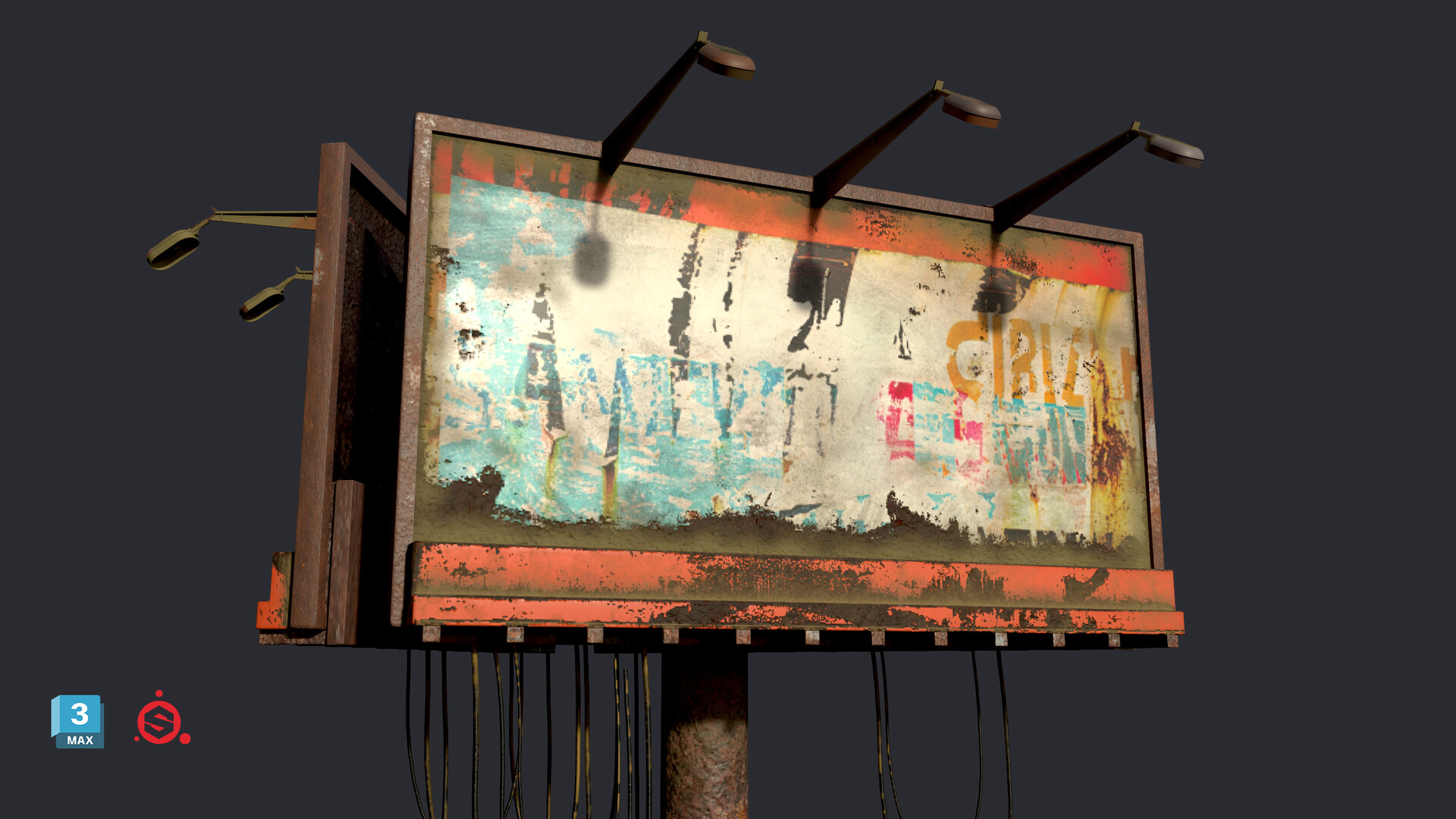 ArtStation - Old Advertisement board, grungy, rusty and gaming prop.