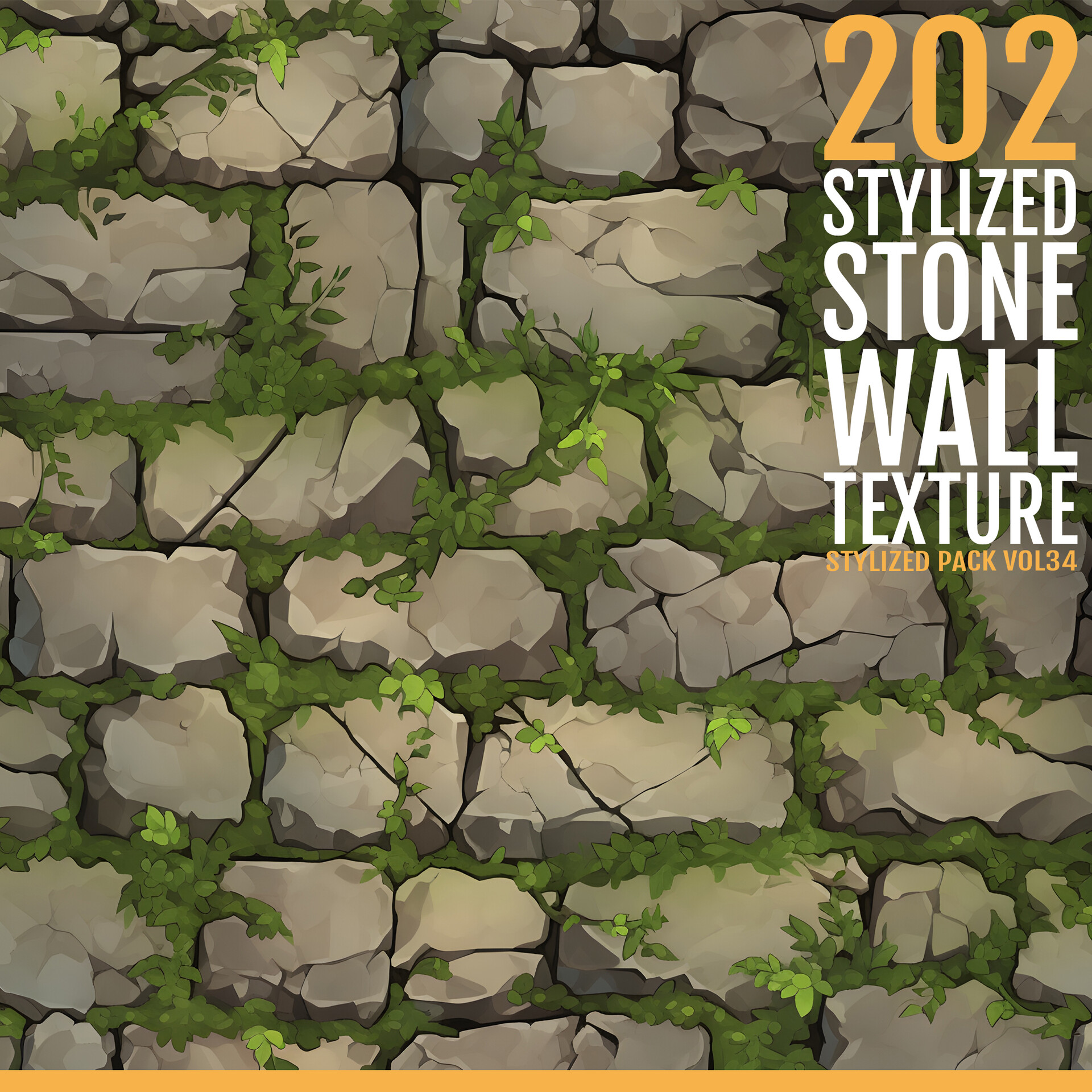 ArtStation - 202 Stylized Stone Wall Texture VOL34