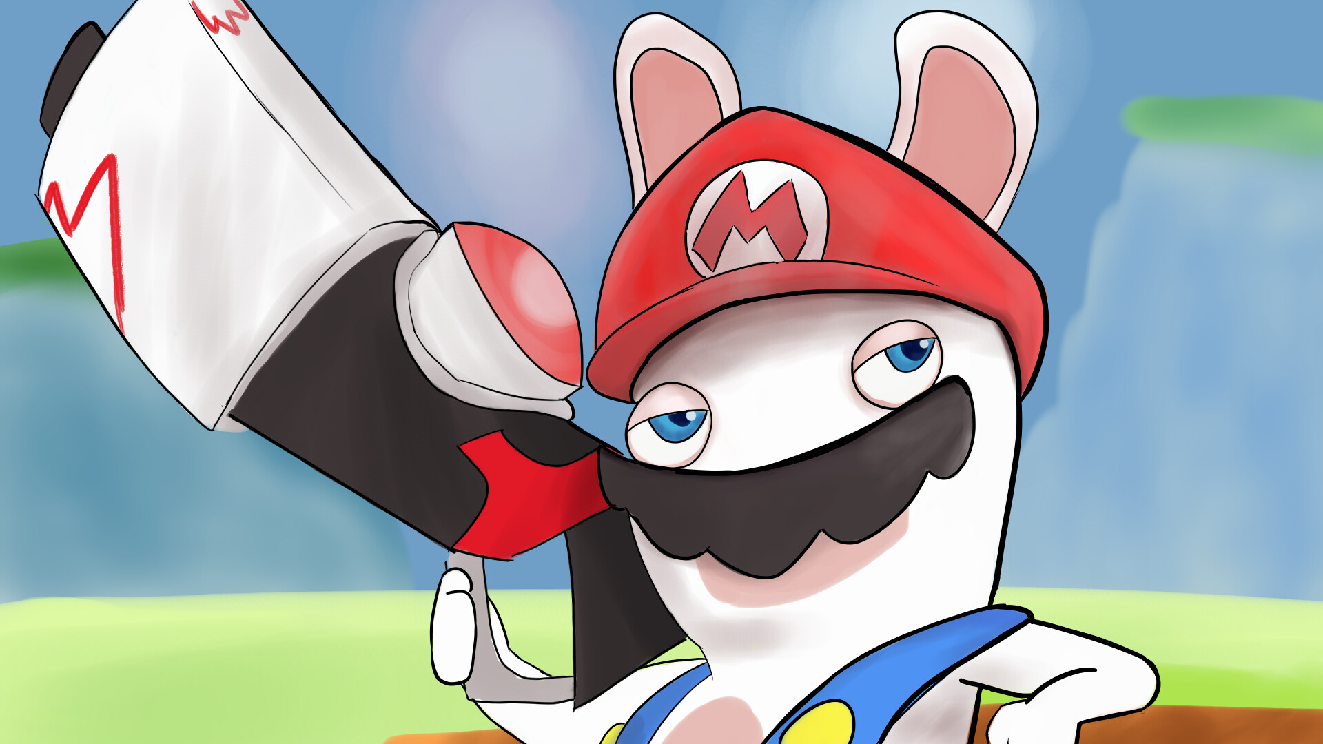 how to draw rabbid mario