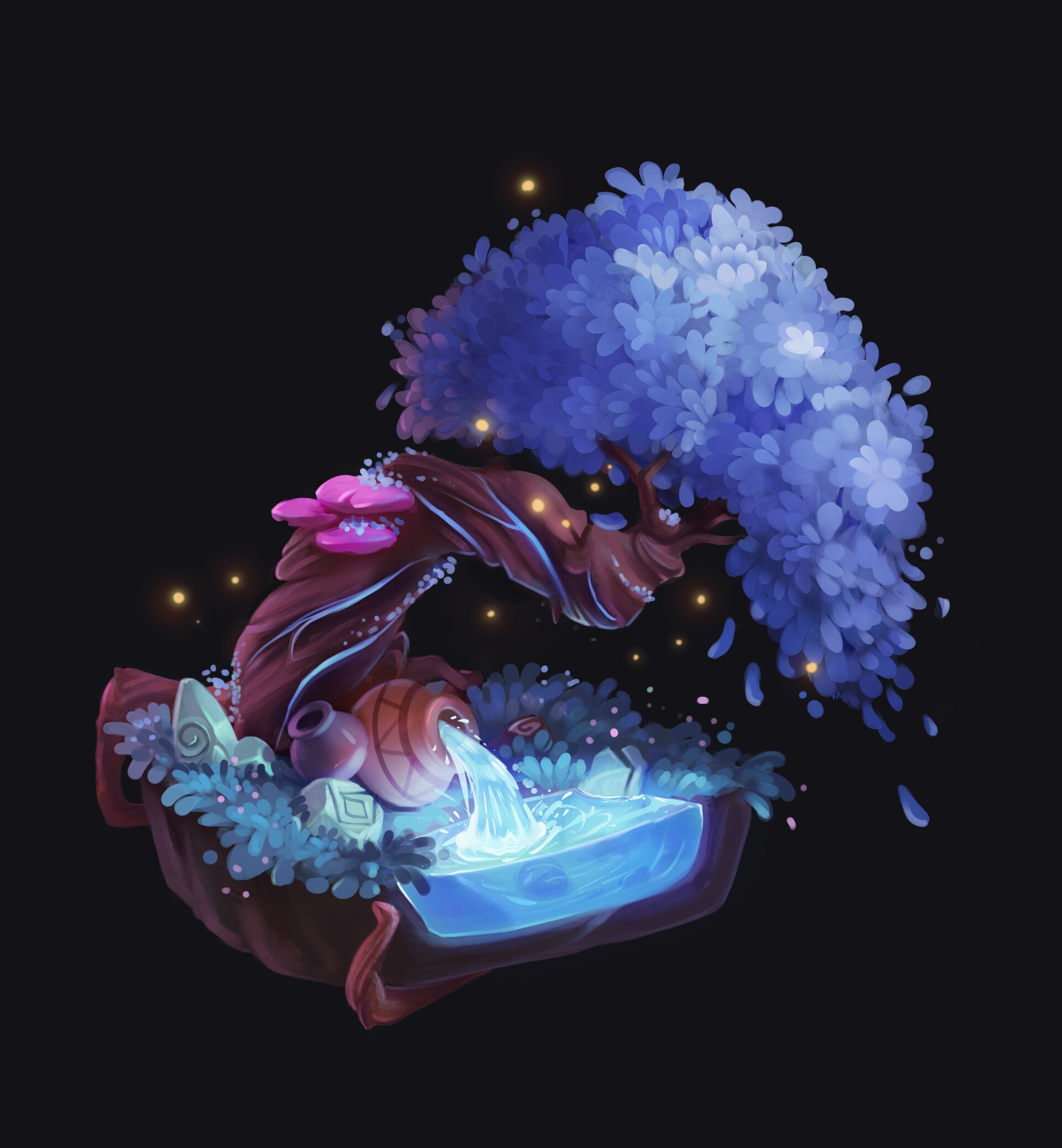 ArtStation - The Secret Tree of the Azure Spring 💙