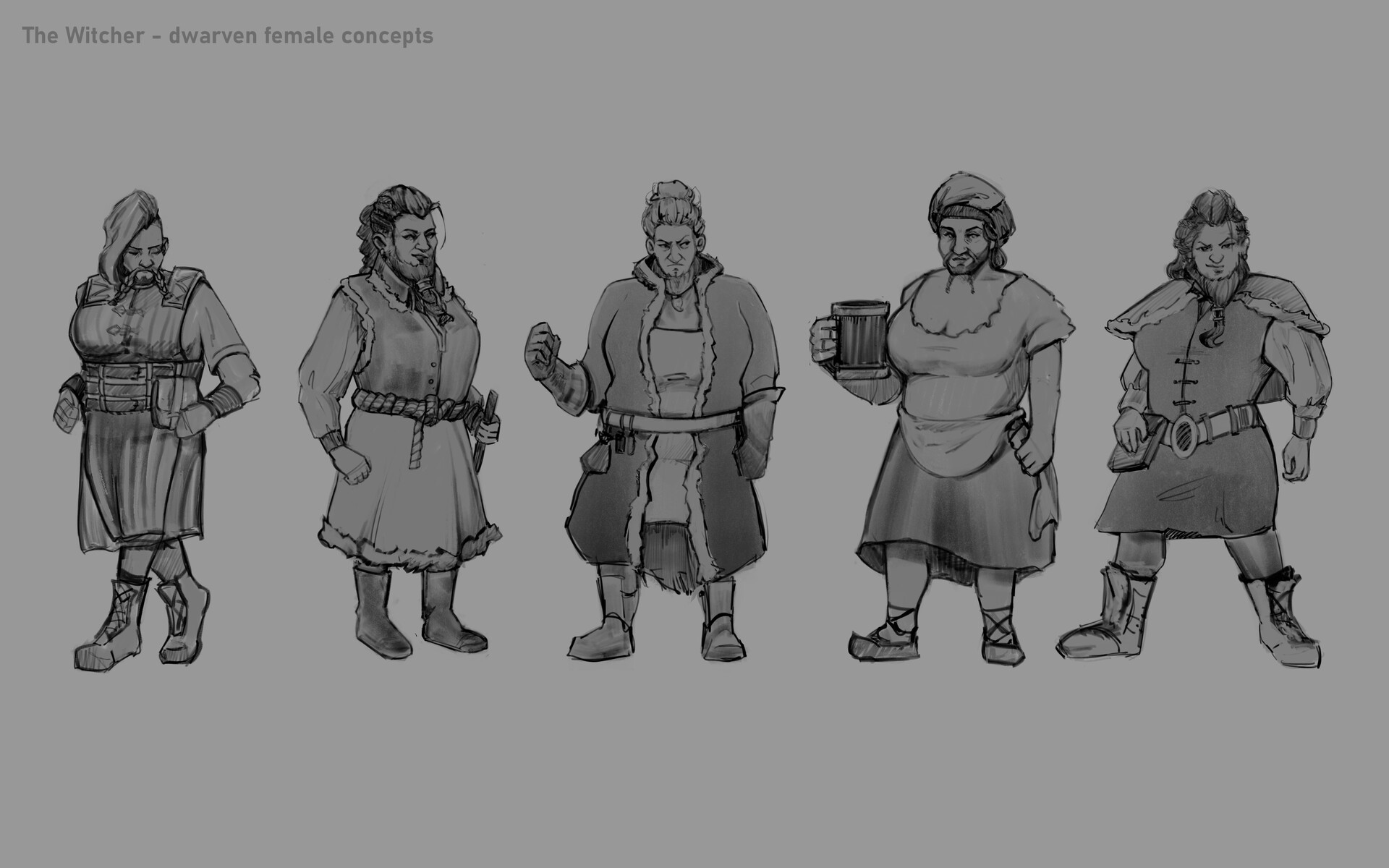 Adéla "Ajkaaa" Černá - Female dwarves concepts, the Witcher